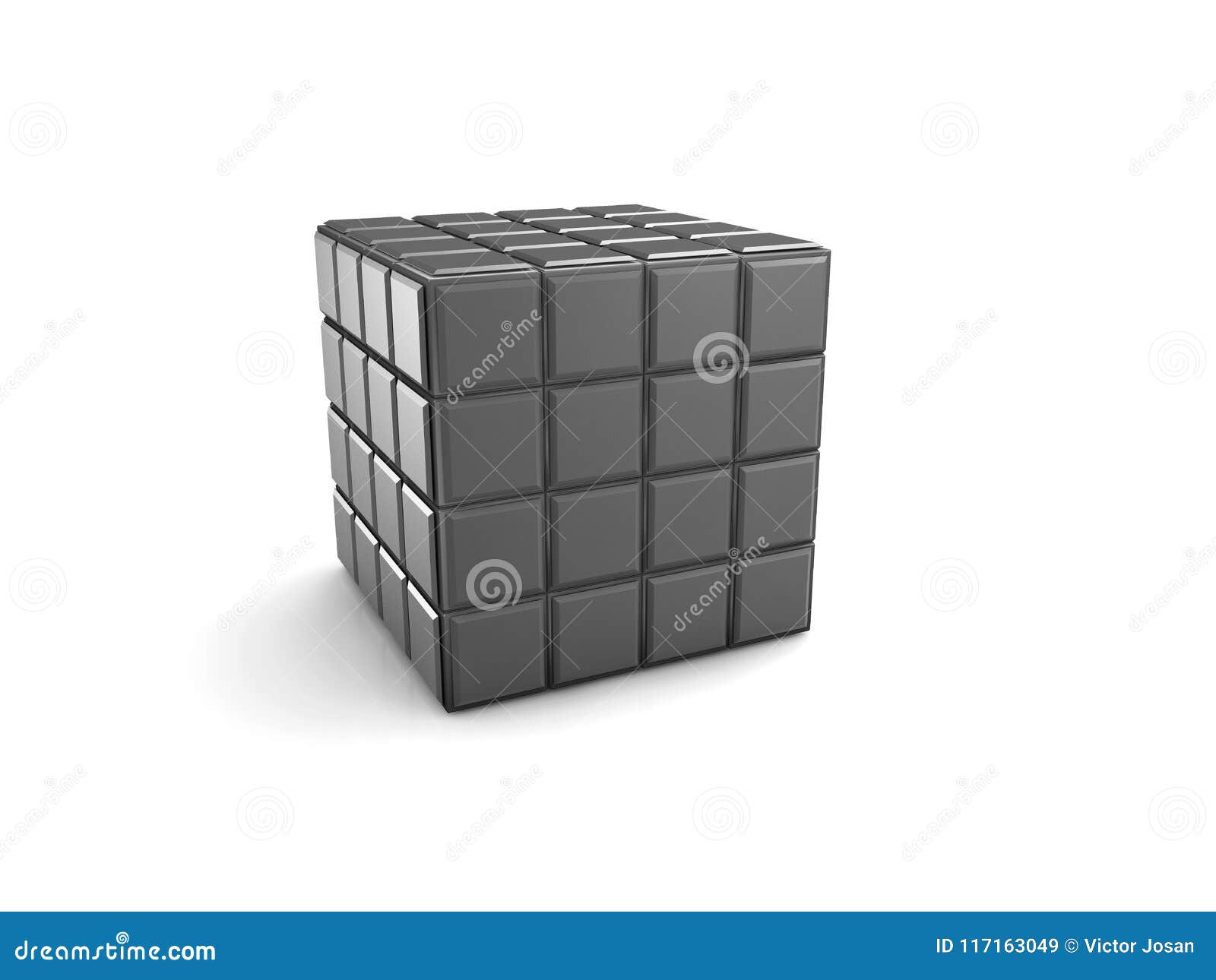 Cube With Empty Keyboard Buttons Isolated White 3d Illustration Stock