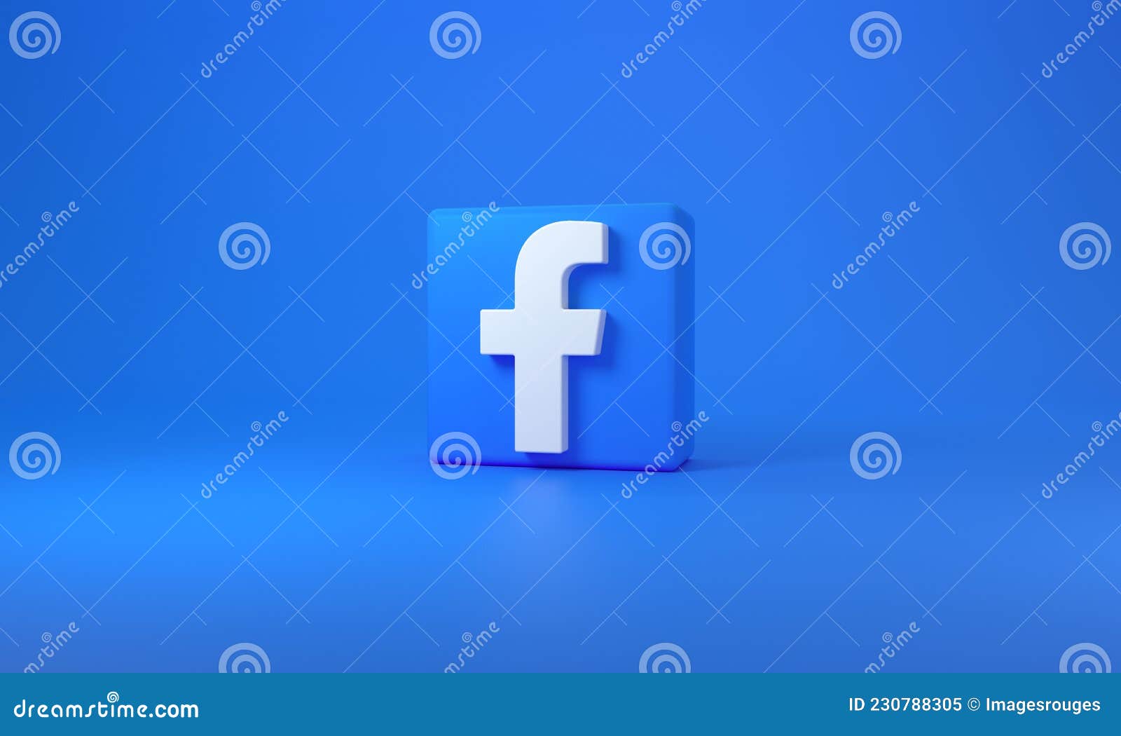Cube with Facebook Logo on Blue Background with Space for Text ...