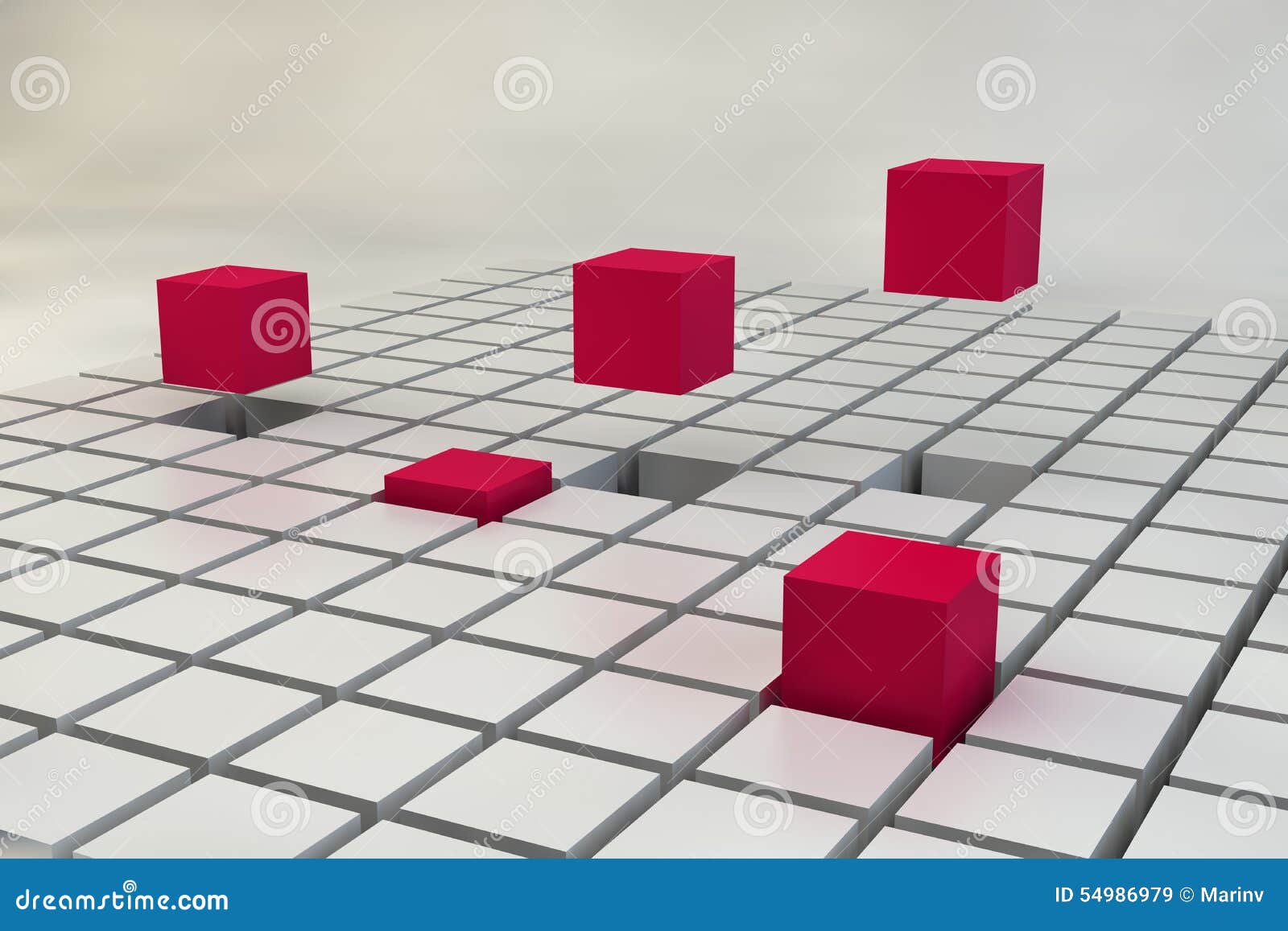 Cube Field Some of Which Stand Out Stock Illustration - Illustration of ...