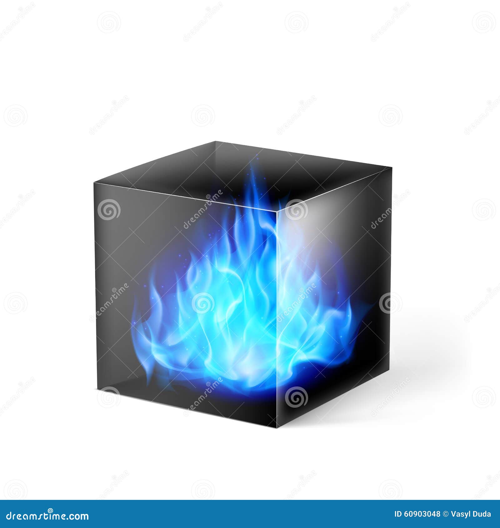 Cube with fire flames stock vector. Illustration of backdrop - 60903048