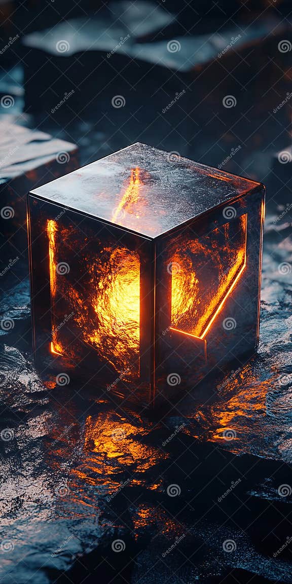 Cube with a Fire Inside of it Stock Illustration - Illustration of ...