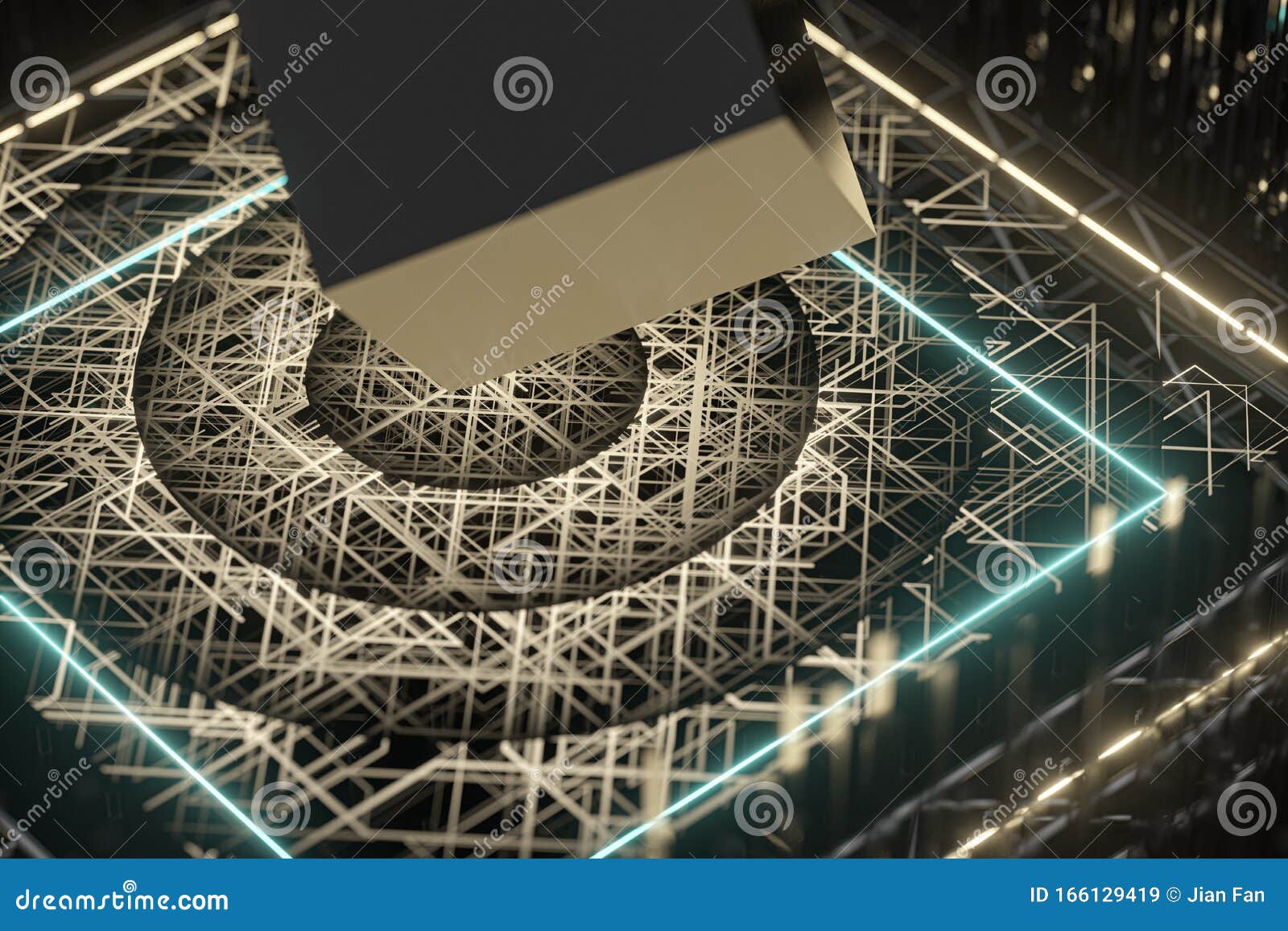 The Cube Floats Above the Glowing Cubes, 3d Rendering Stock ...