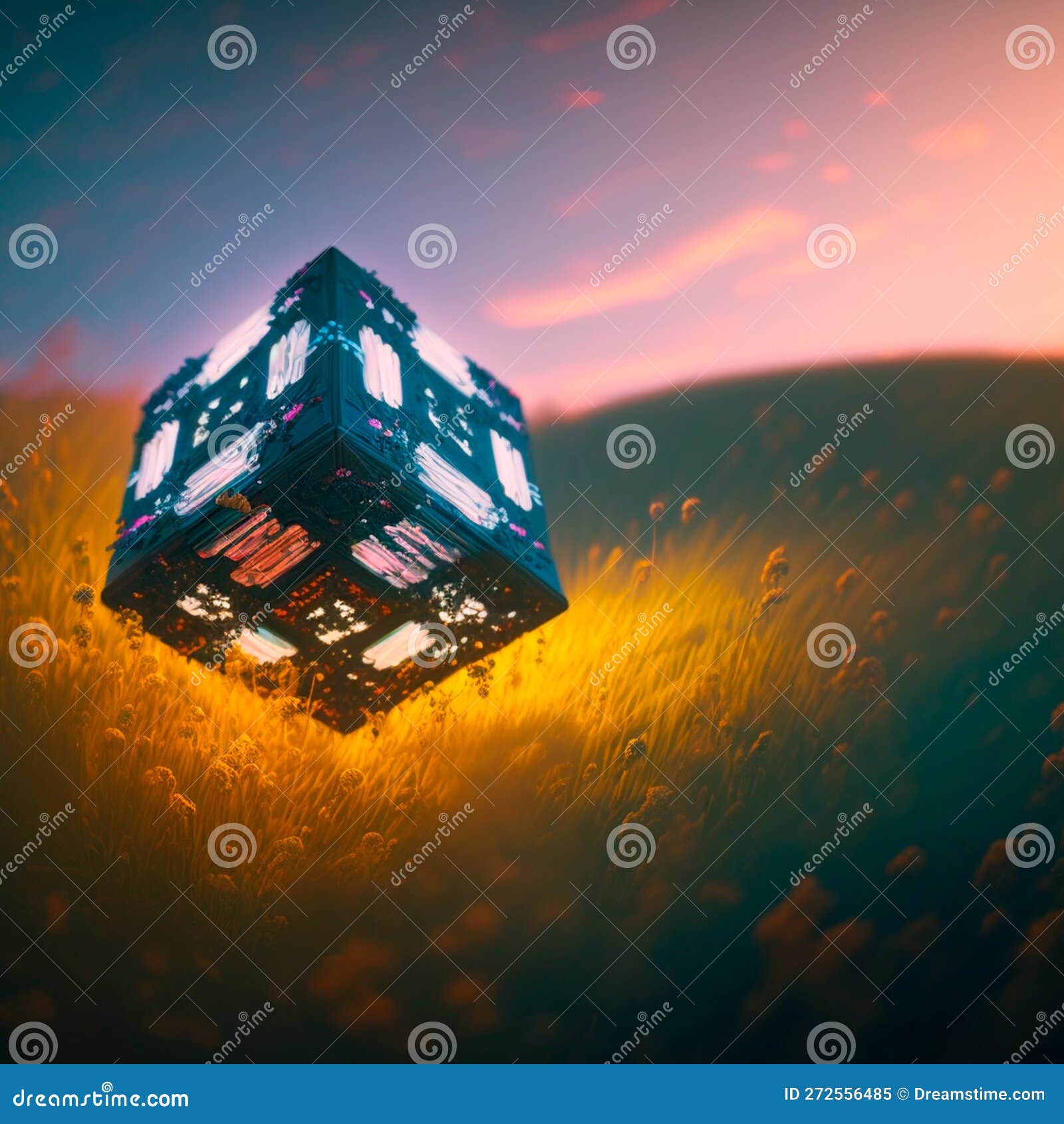 Cube in flower stock illustration. Illustration of painting - 272556485