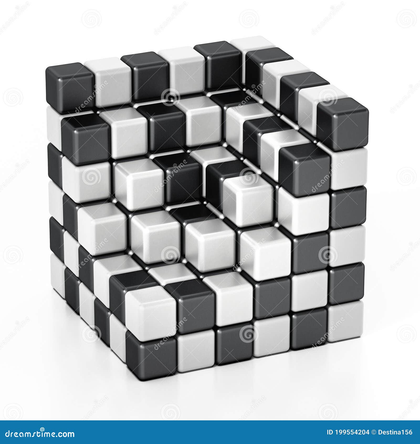 Cube Formed with Black and White Checkers Texture. 3D Illustration ...