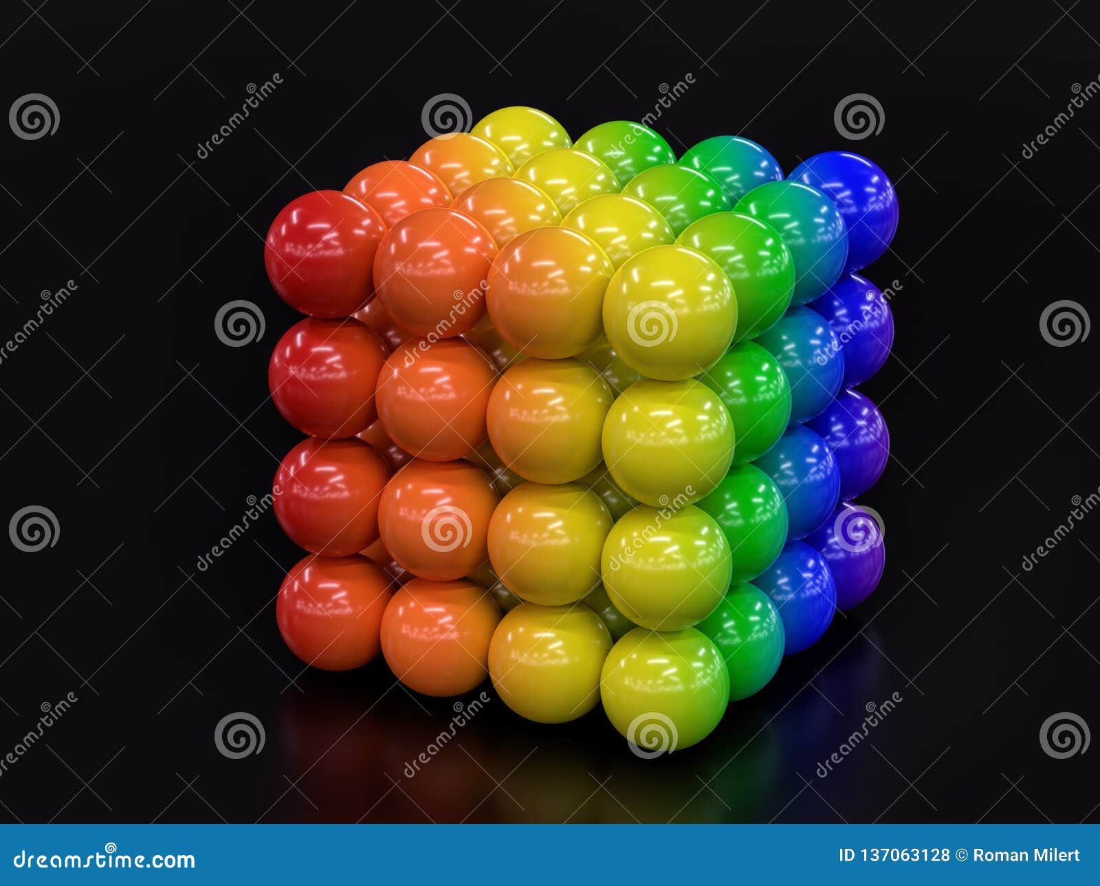 Cube Formed from Rainbow Color Balls Stock Illustration - Illustration ...
