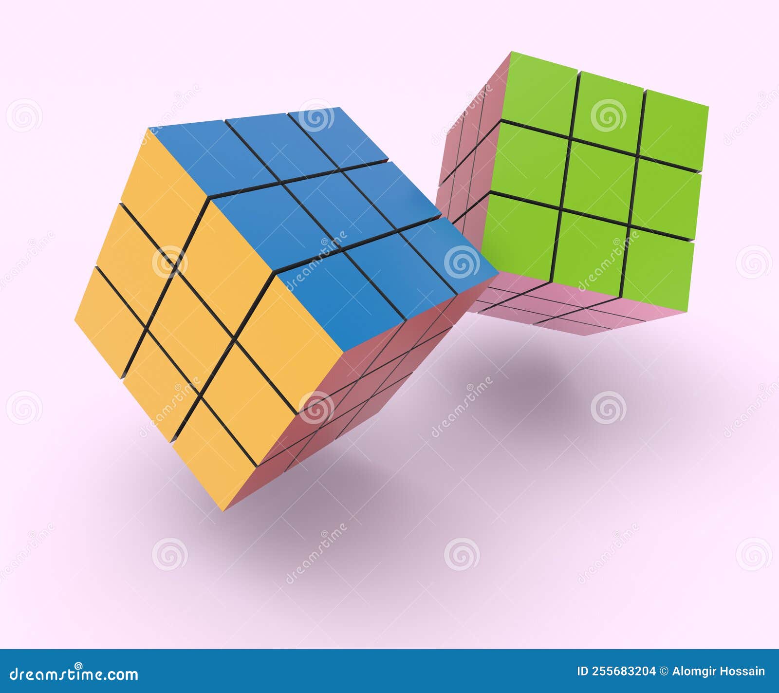 Cube Game Icon, Minimal 3d Render Illustration On Pink Background ...