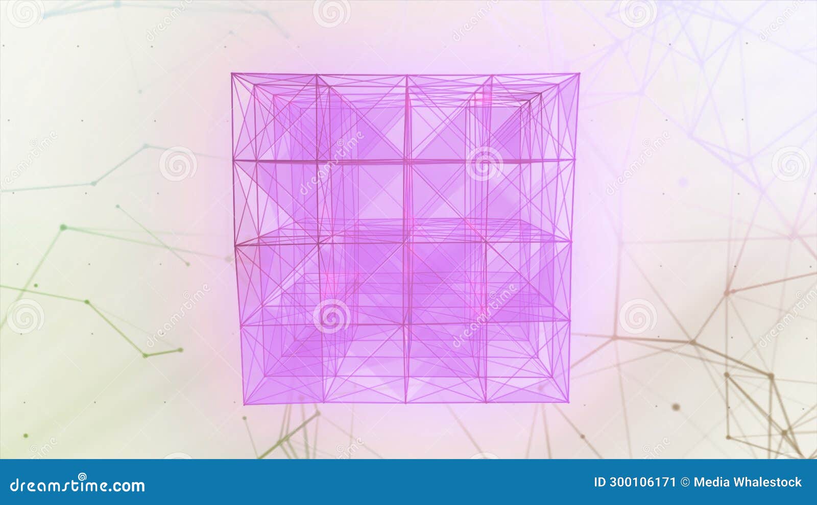 Cube of Geometric Connections of Lines. Motion. Glowing Cube of ...