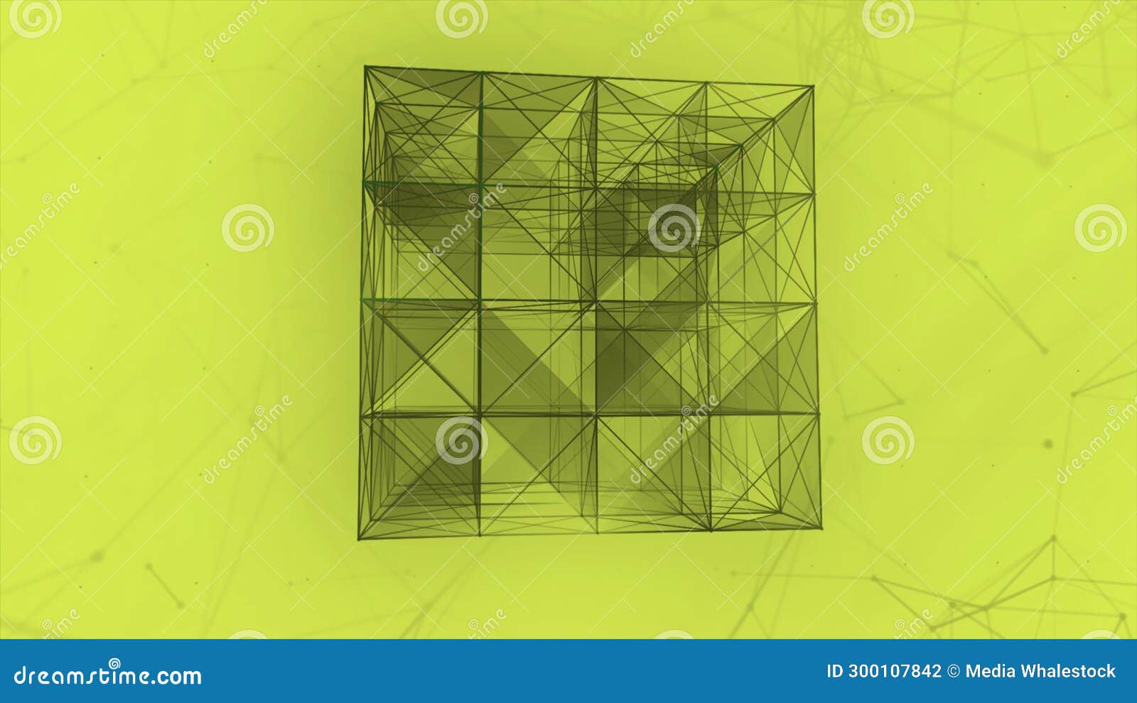 Cube of Geometric Connections of Lines. Motion. Glowing Cube of ...