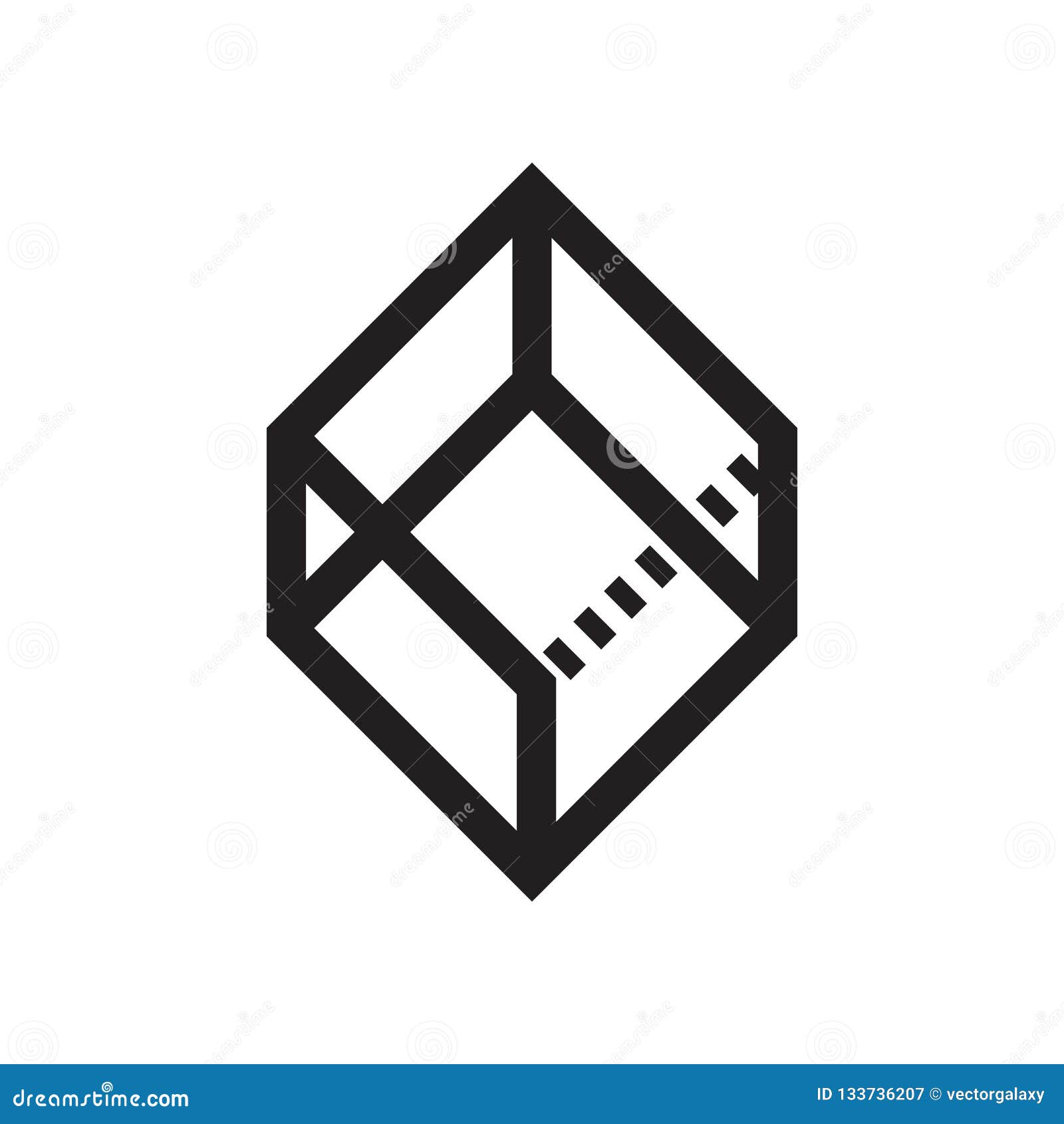 Cube Geometrical Shape Icon Vector Sign and Symbol Isolated on White ...