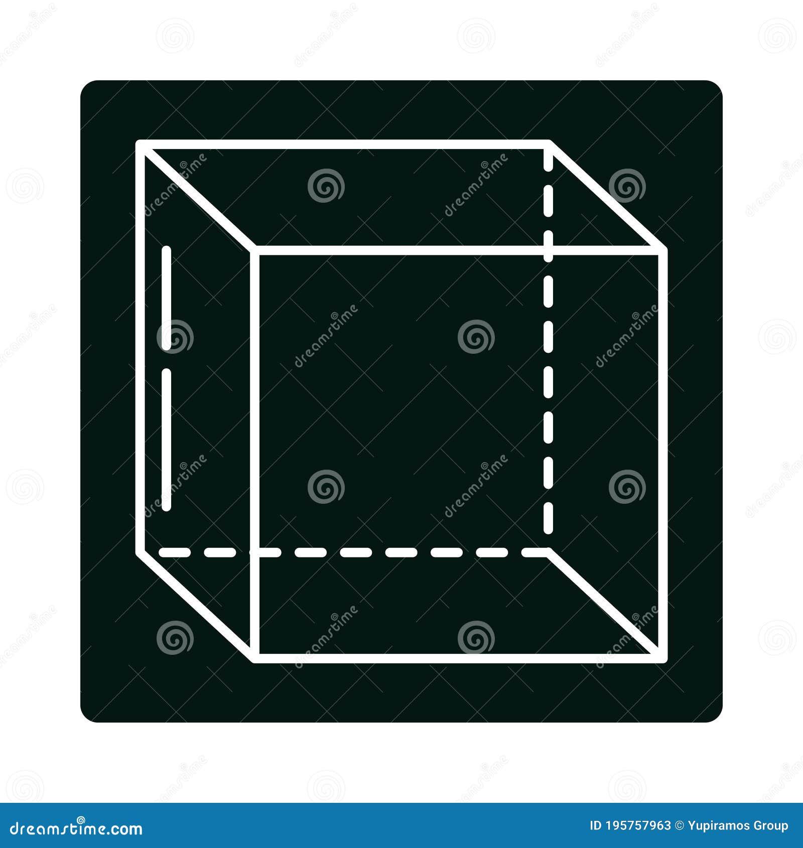 Cube Geometry Perspective Isometric Block and Line Icon Stock Vector ...