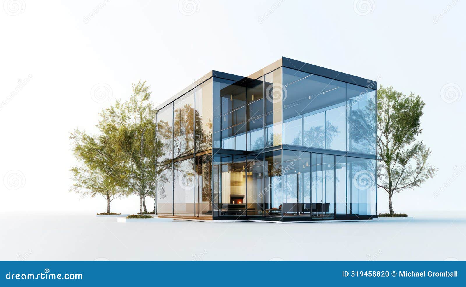 Cube Glass House Isolated on White Created with Generative AI. Modern ...