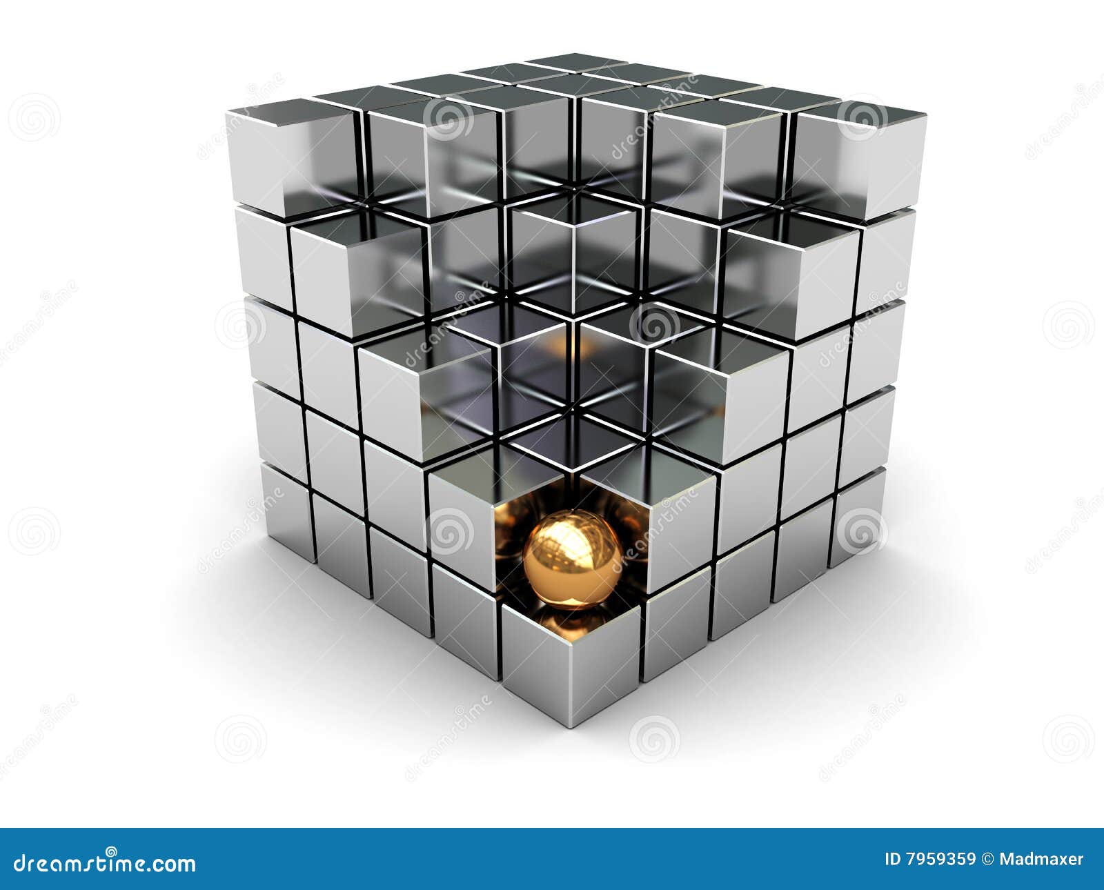 Cube and golden ball stock illustration. Illustration of puzzle - 7959359