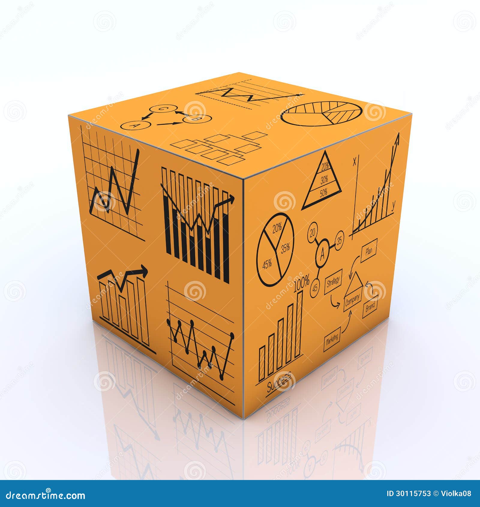 Cube graph and charts stock image. Image of diagram, direct - 30115753