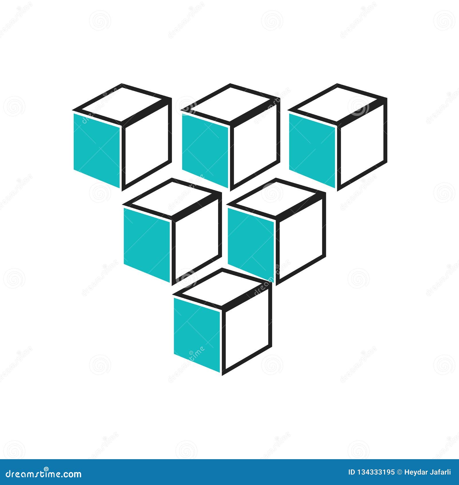 Cube Graphic of Squares Icon Vector Sign and Symbol Isolated on White ...