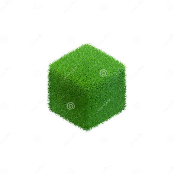 Cube from Grass.3D Rendering Illustration. 3d Isometric Style. Stock ...