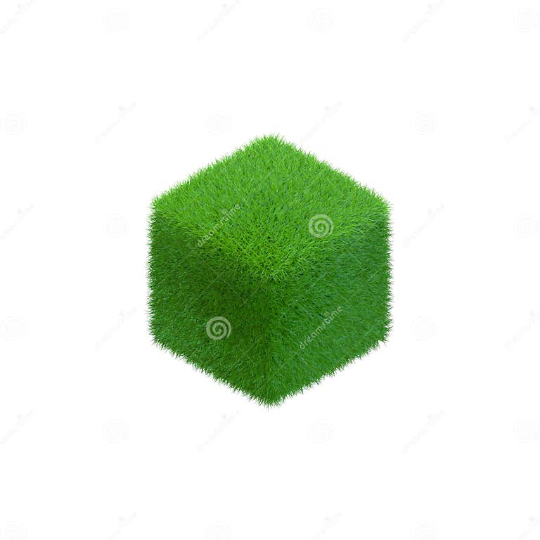 Cube from Grass.3D Rendering Illustration. 3d Isometric Style. Stock ...