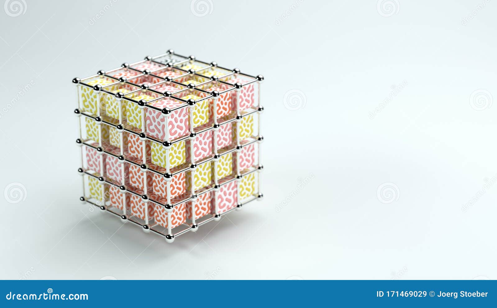 Cube Grid with Different Sized Colorful Boxes - 3D Rendered ...