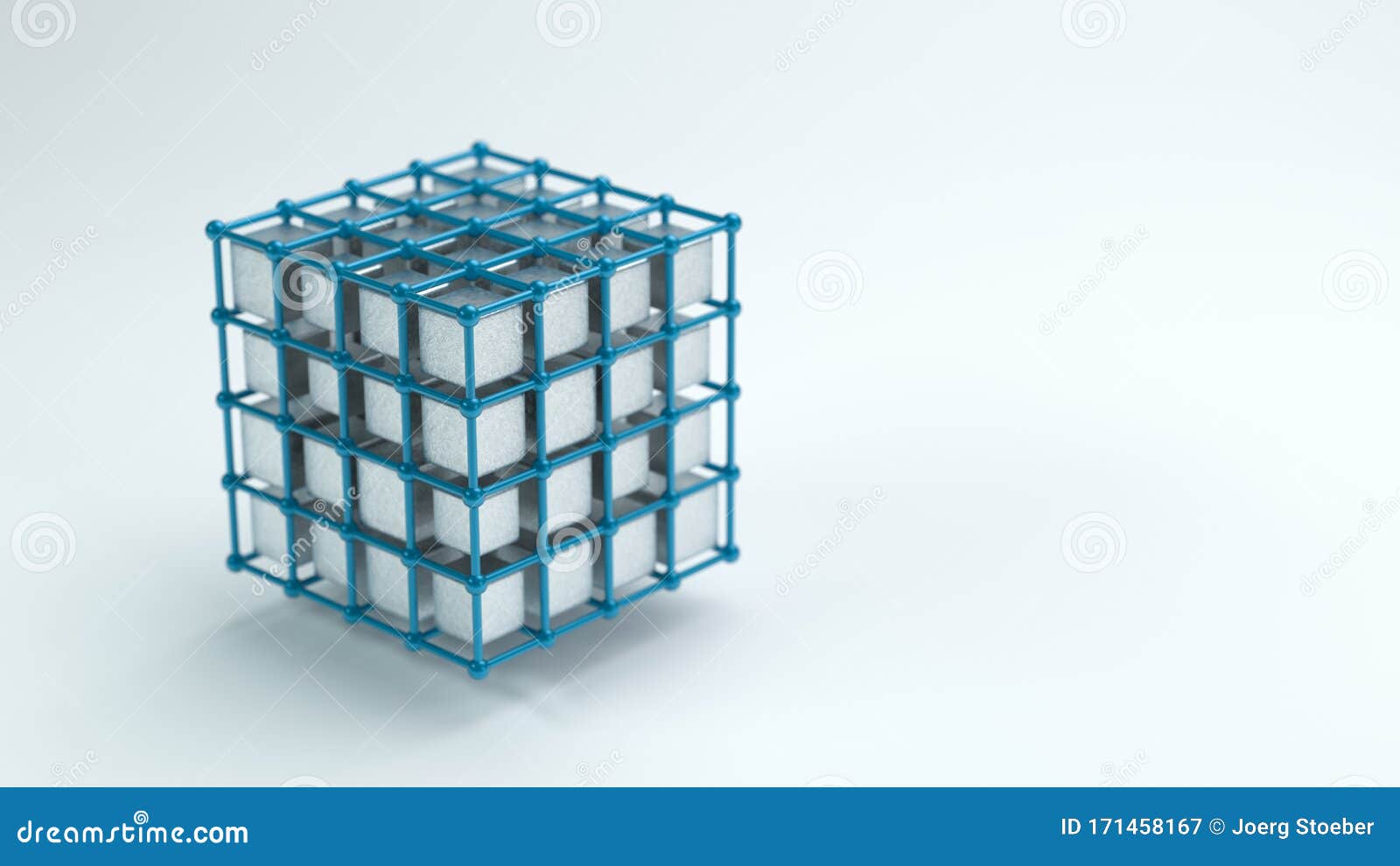 Cube Grid with Different Sized Silver Boxes - 3D Rendered Illustration ...