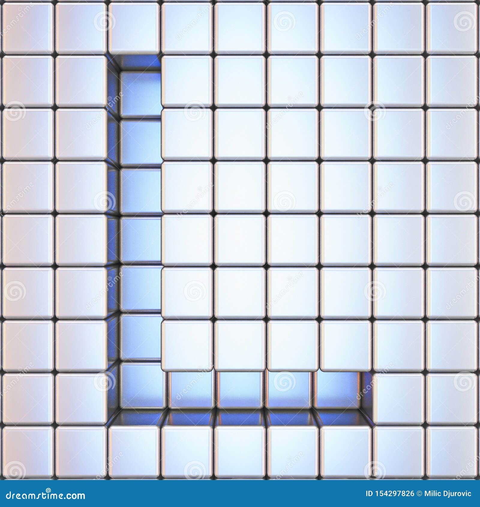 Cube grid Letter L 3D stock illustration. Illustration of digital ...