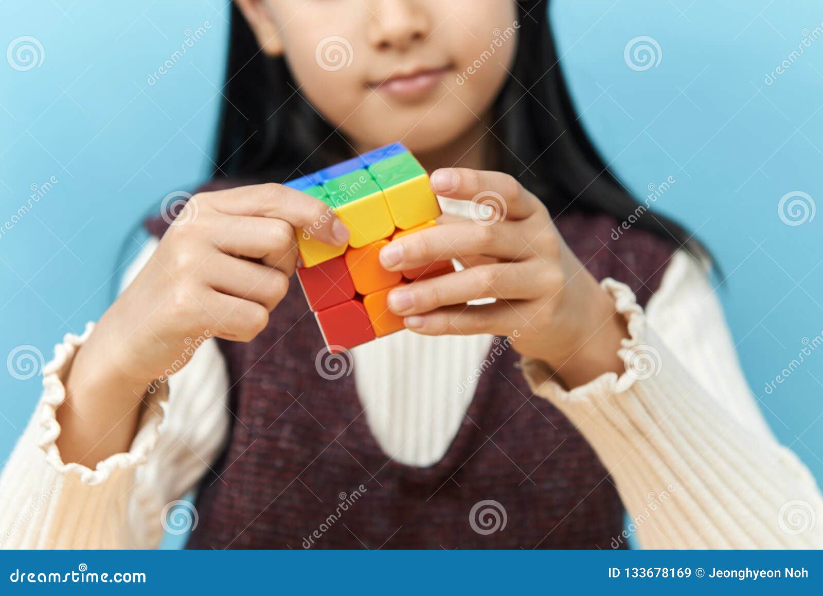 Cube in the Hands of a Child Close Up Editorial Stock Image - Image of ...
