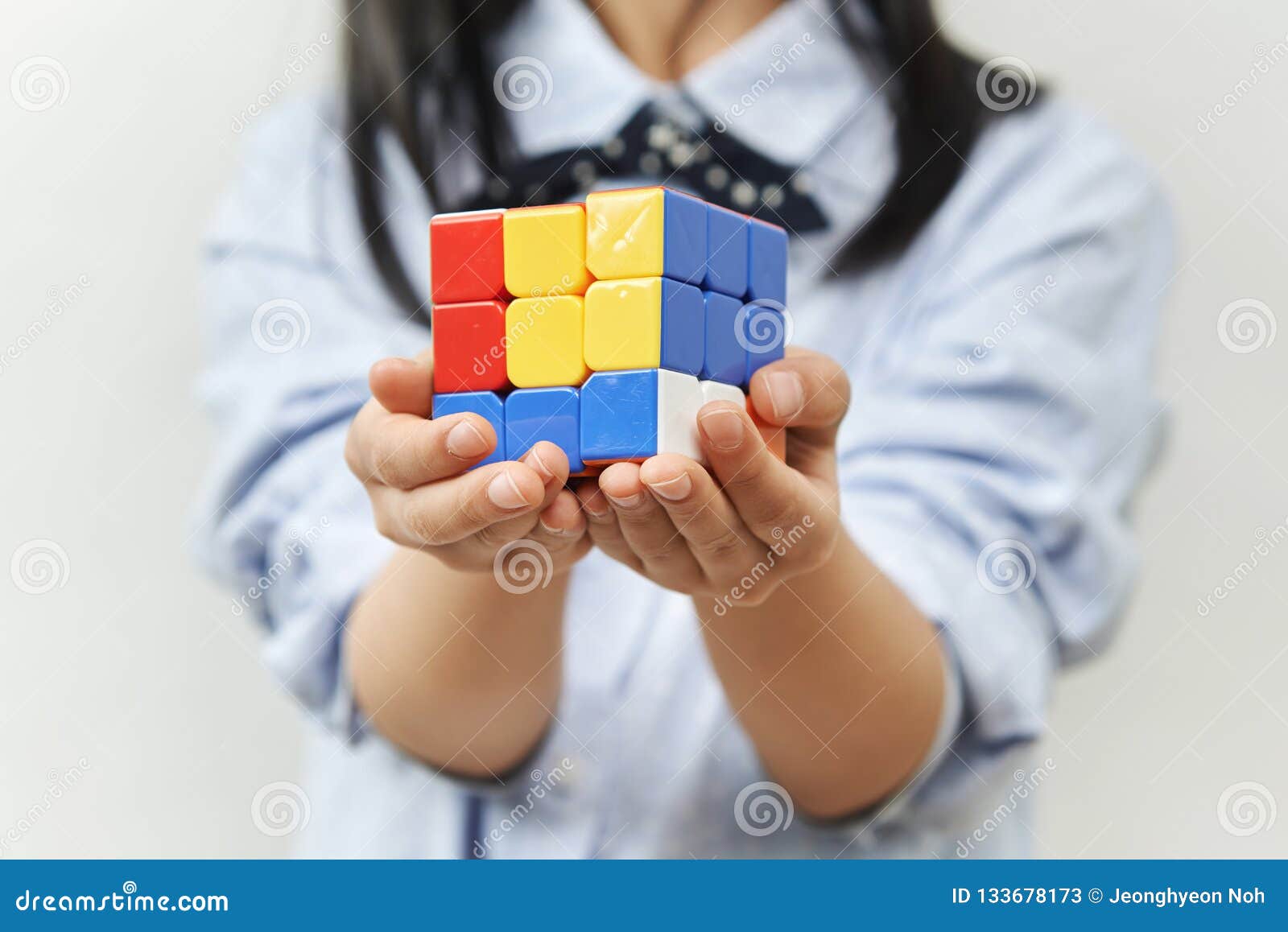 Cube in the Hands of a Child Close Up Editorial Stock Photo - Image of ...