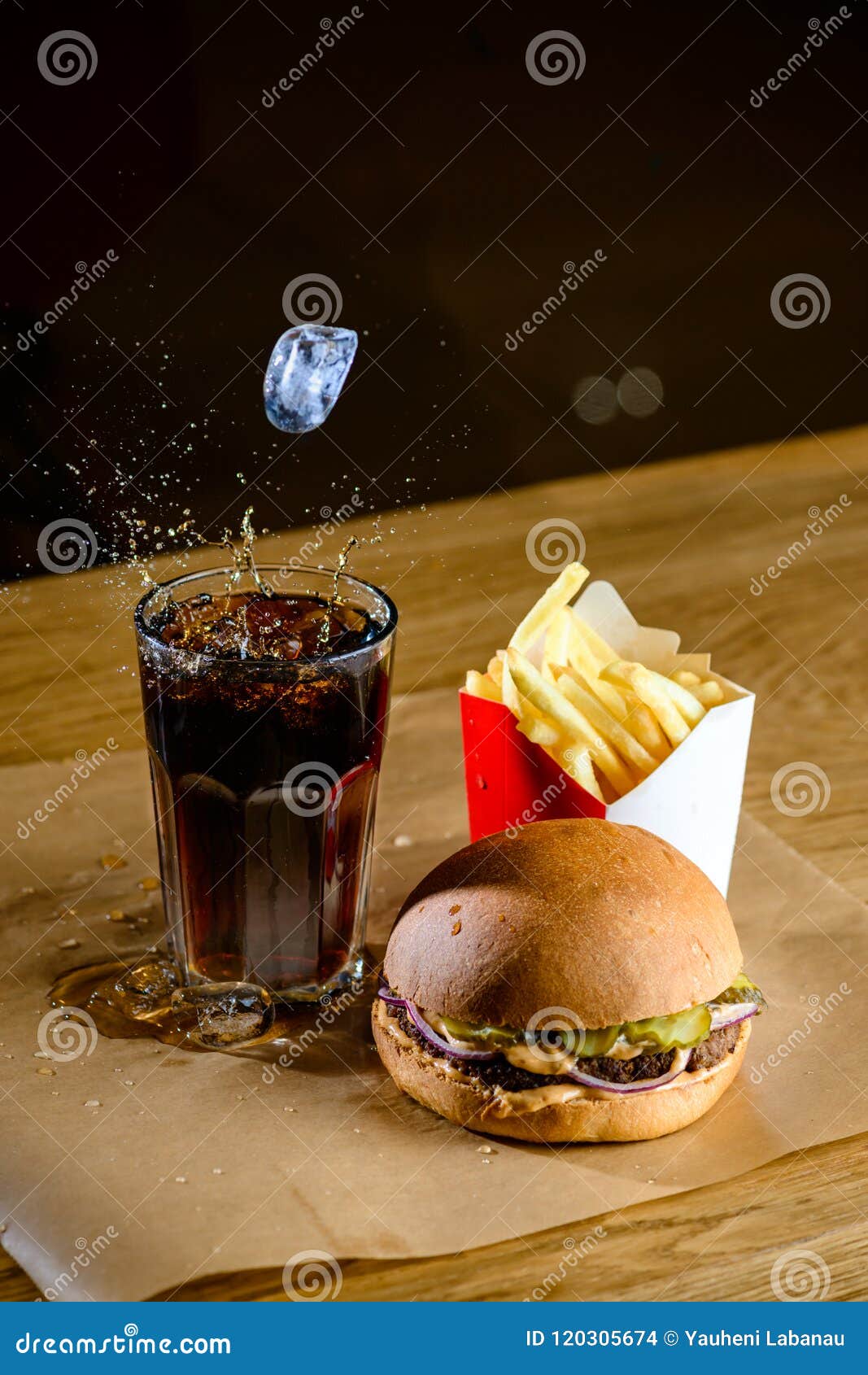 Cube of Ice Flies into a Glass of Cola Splash Stock Photo - Image of ...