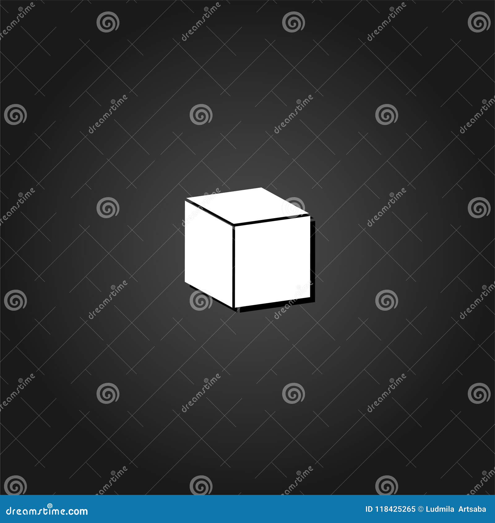 Cube icon flat stock vector. Illustration of container - 118425265