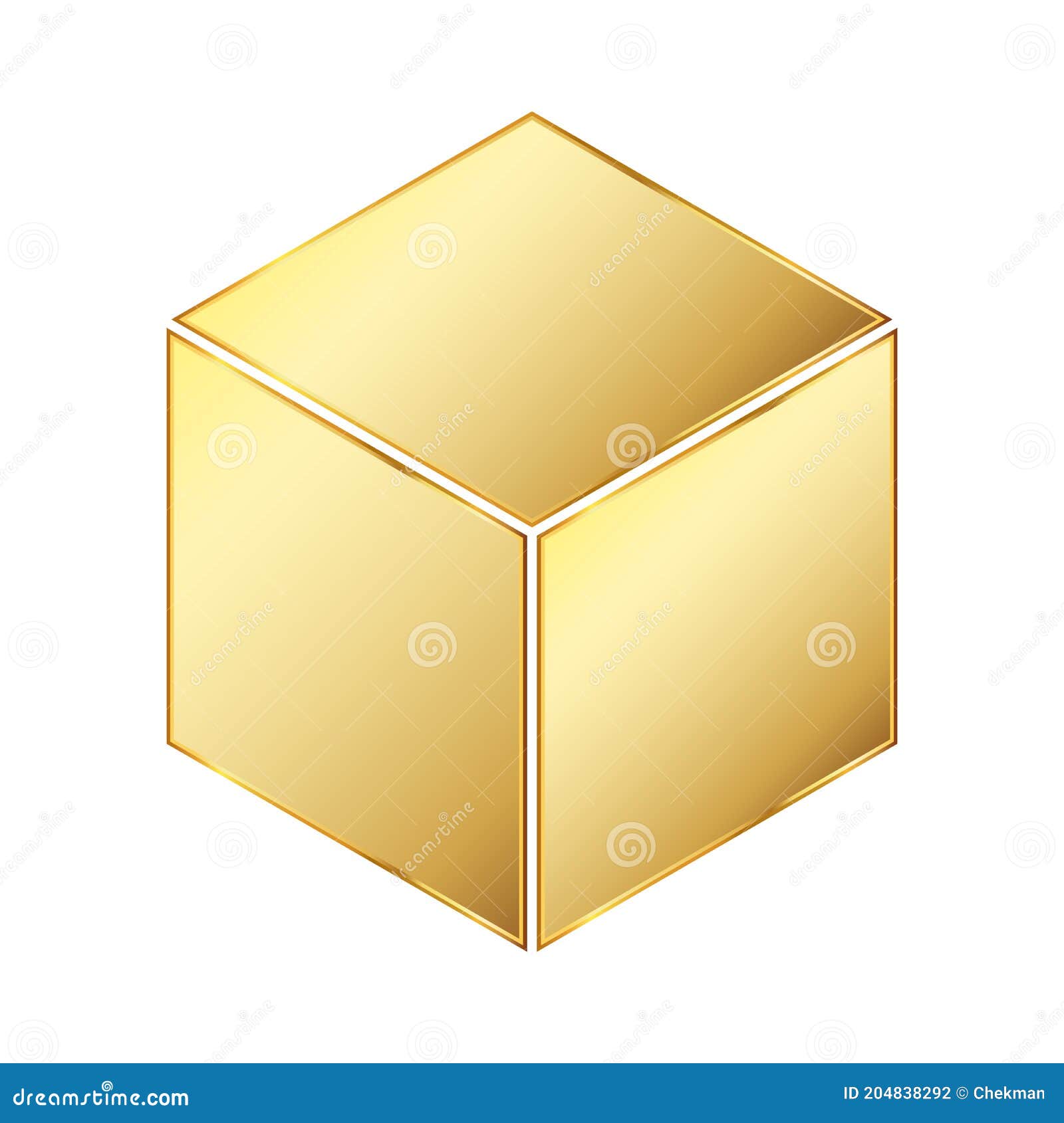 Cube Icon. Gold Vector Illustration Stock Illustration - Illustration ...