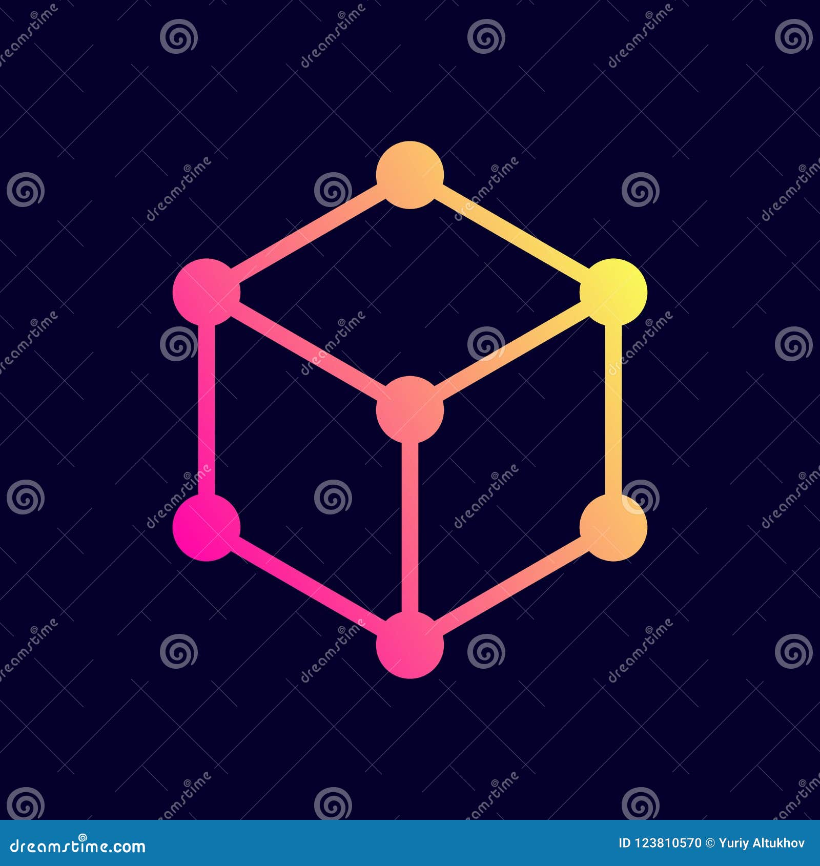 Cube Icon. Network Connections. Stock Vector - Illustration of data ...