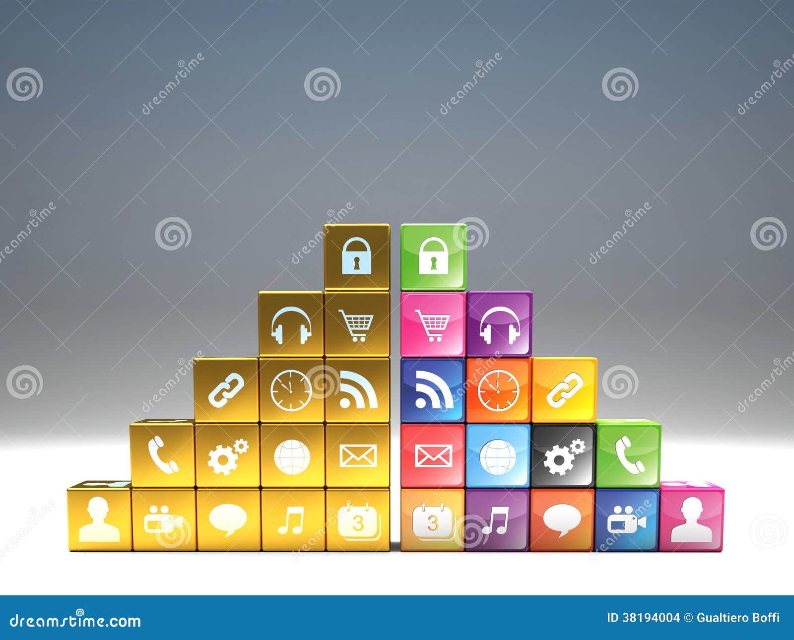 Cube icon set stock illustration. Illustration of email - 38194004