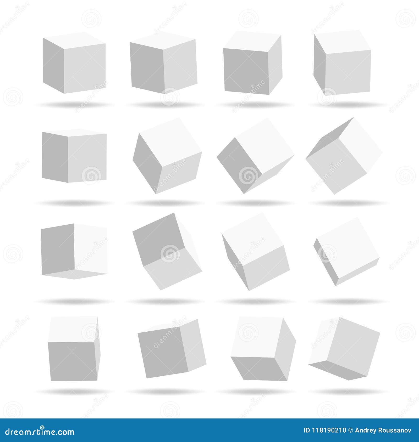 Cube Icon Set with Perspective. 3d Model of a Cube Stock Vector ...