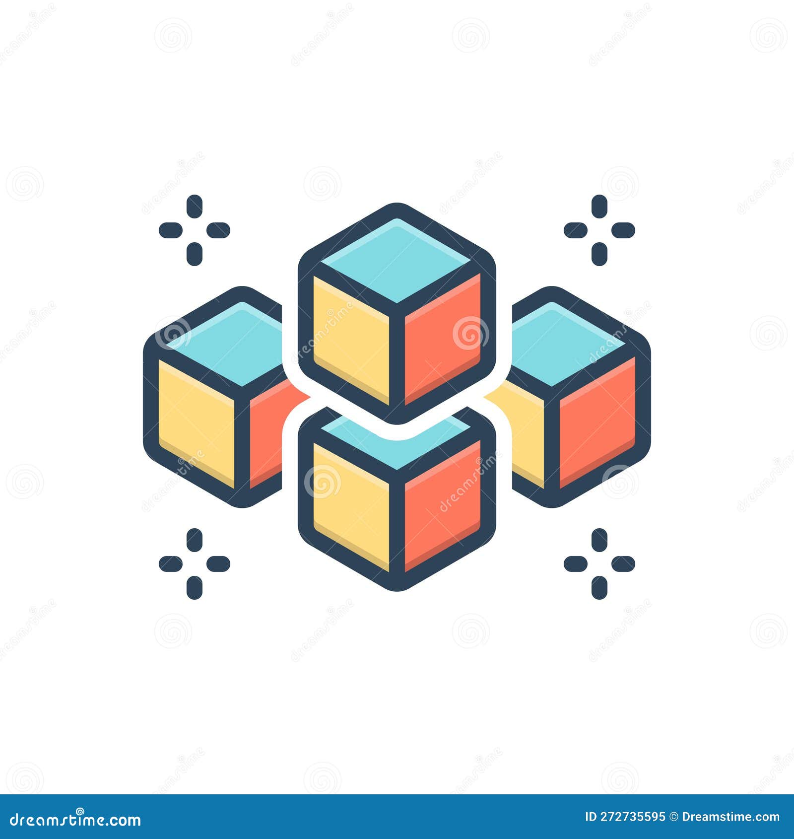 Color Illustration Icon for Cube, Shape and Boxes Stock Vector ...