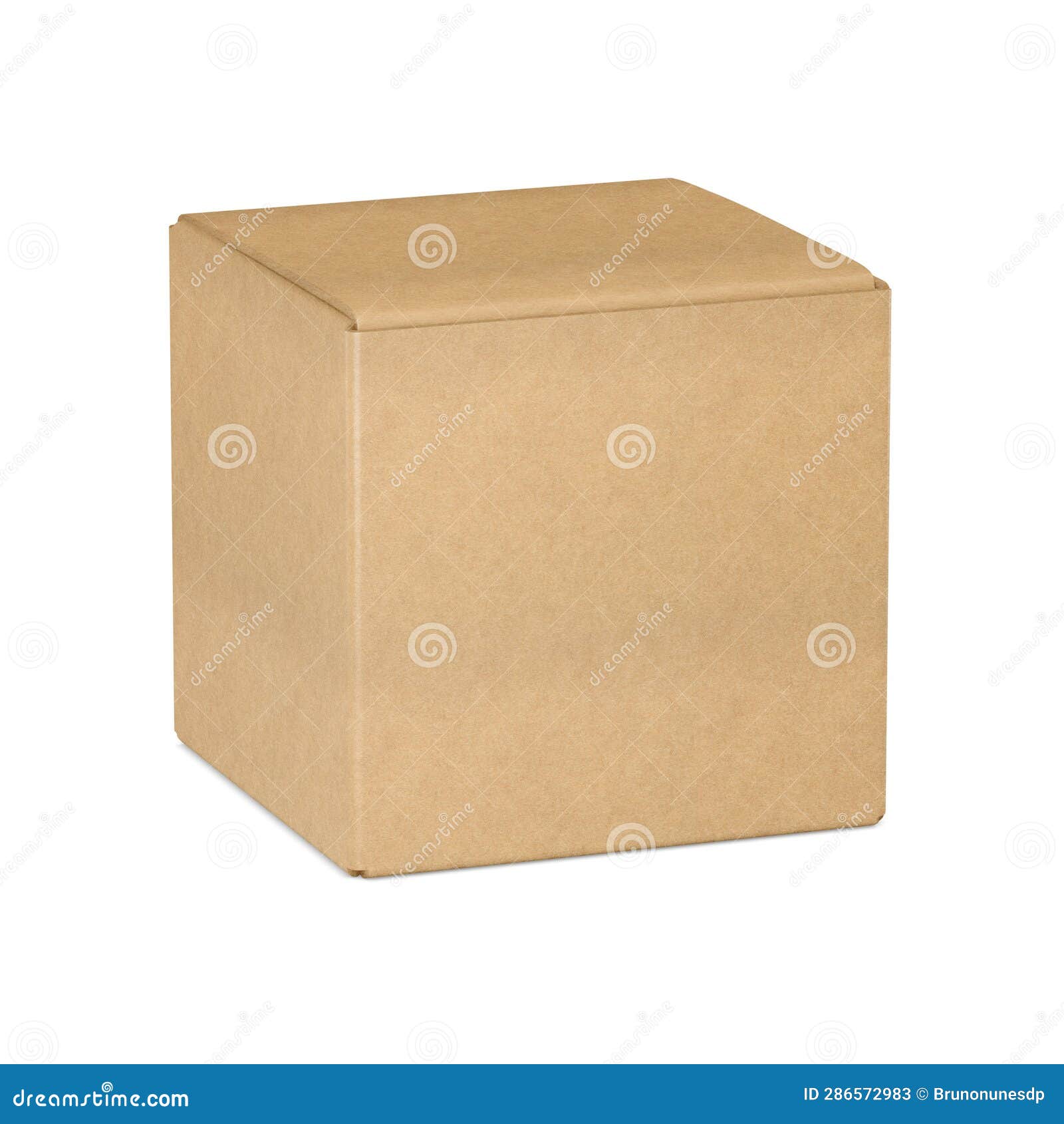 Cube Kraft Cardboard Box Mockup, on a White Background Stock ...