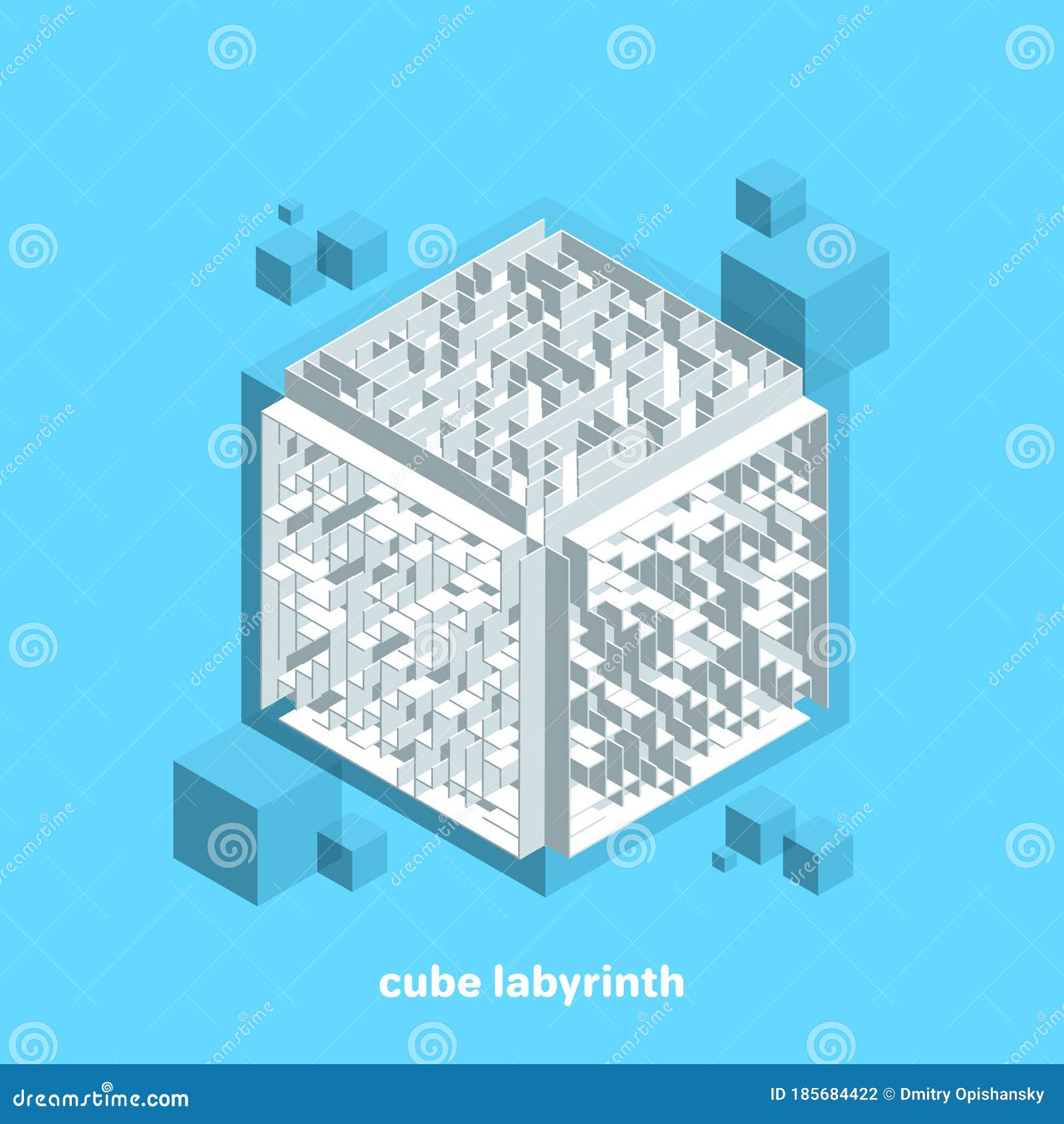 Cube labyrinth stock vector. Illustration of corporate - 185684422