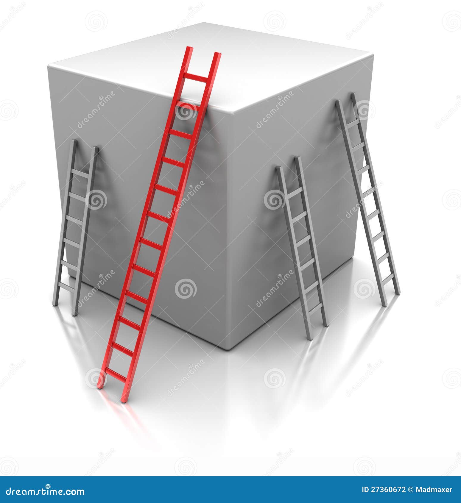 Cube with ladders stock illustration. Illustration of render - 27360672