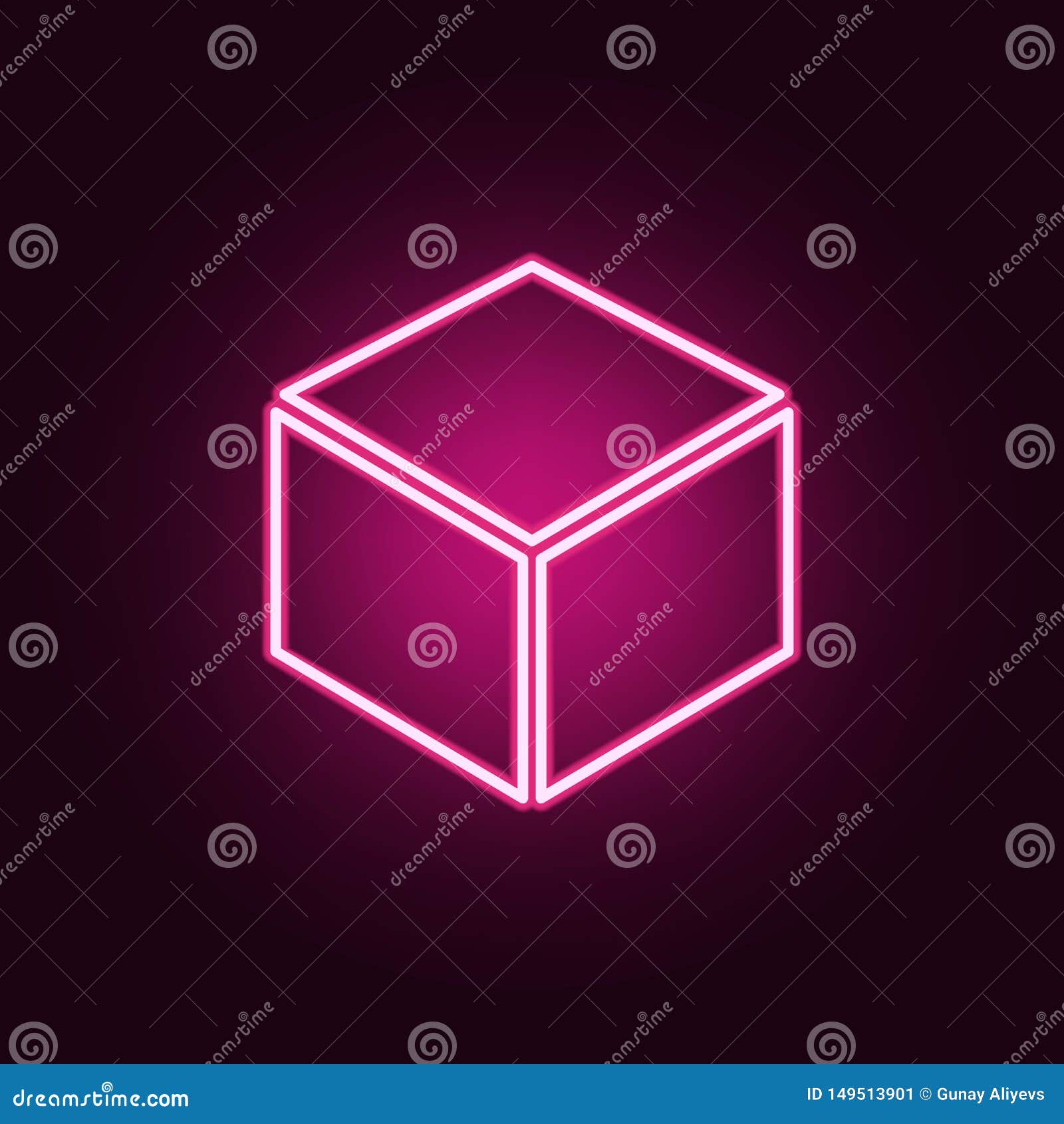 Cube in Layers Neon Icon. Elements of Web Set Stock Illustration ...