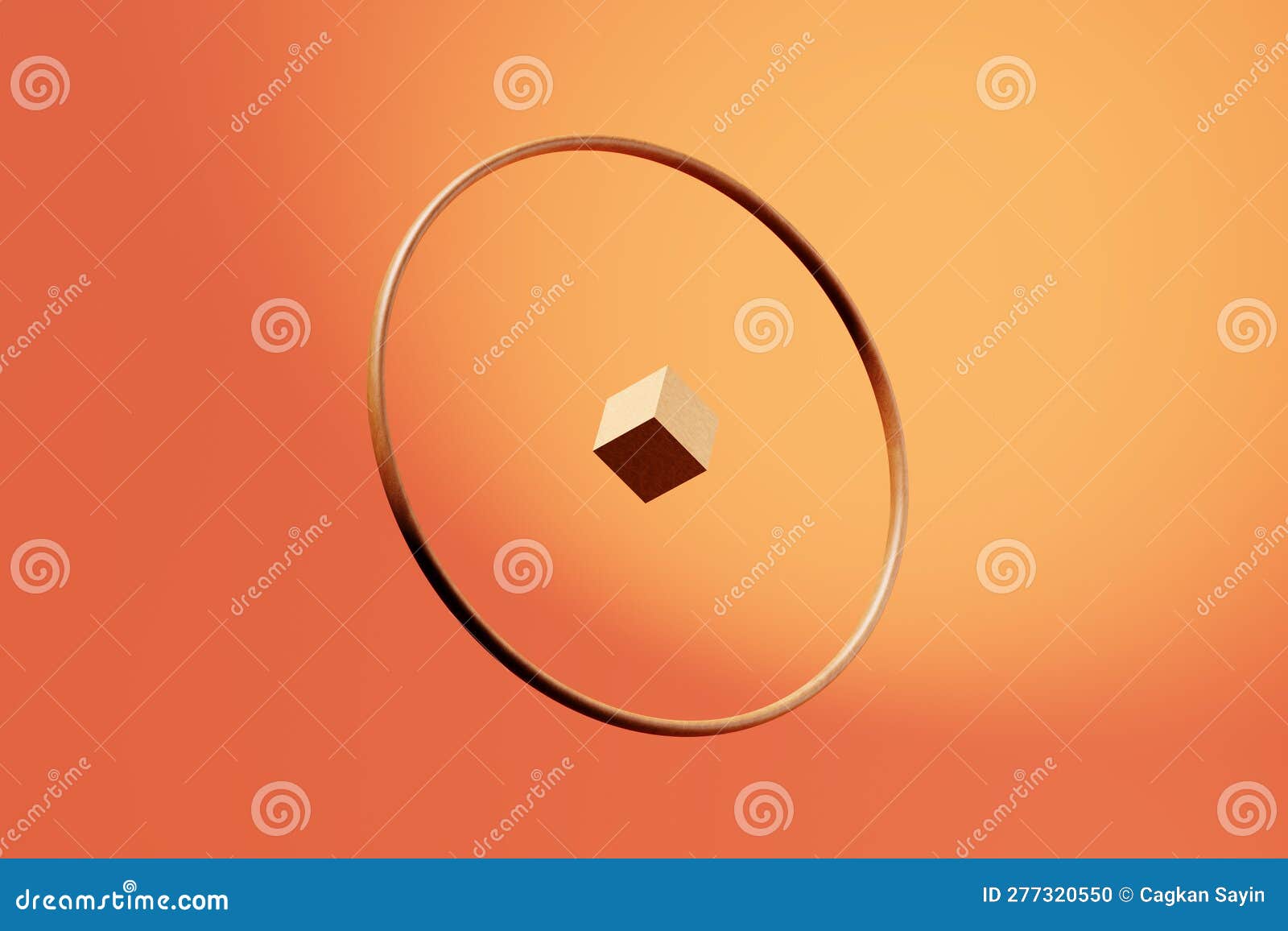 A Cube Levitating within a Circle. Abstract 3D Art. Security ...