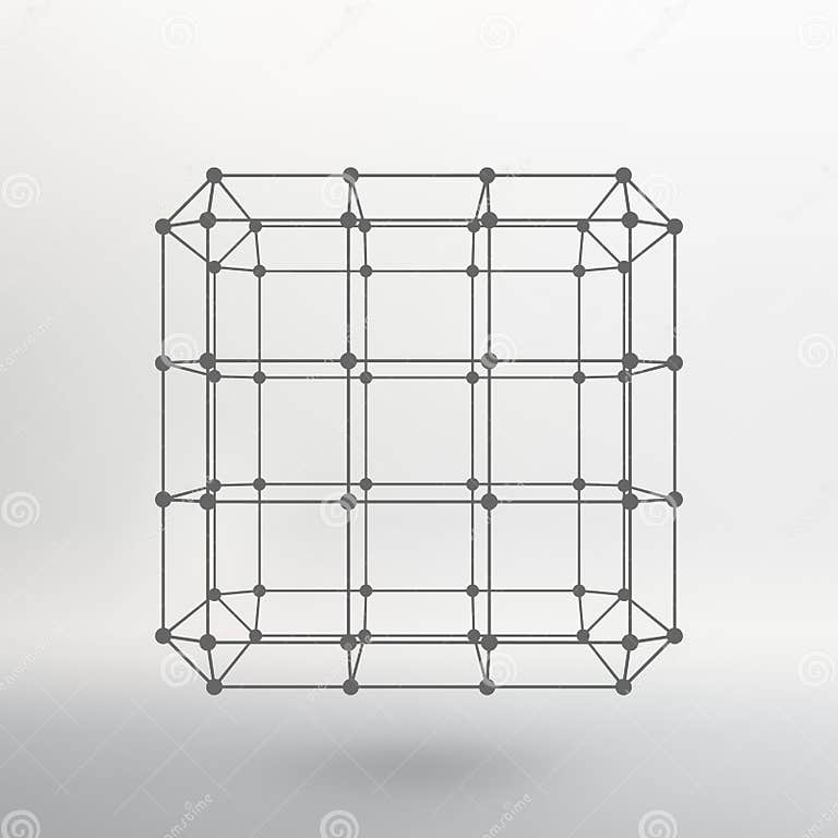 Cube of Lines and Dots. Cube of the Lines Stock Vector - Illustration ...