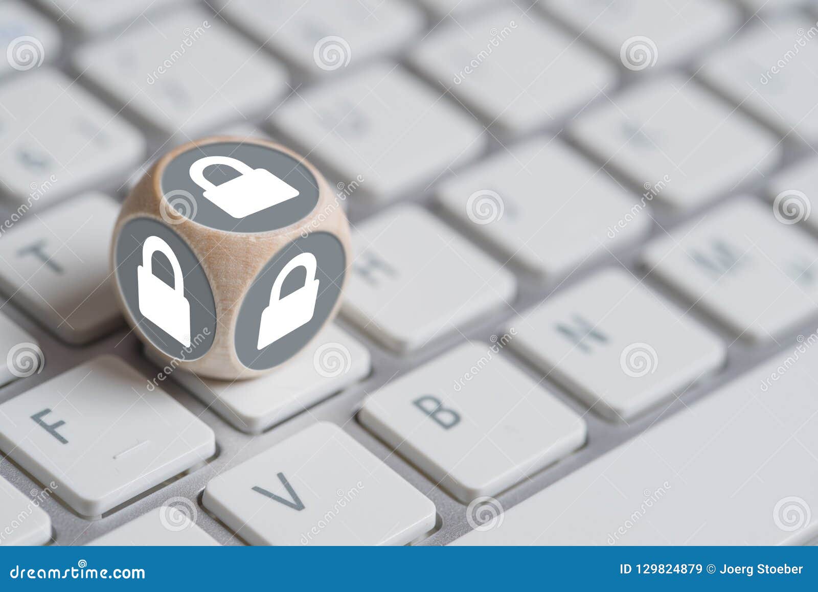 Cube with Lock Symbols on a Keyboard Stock Image - Image of computing ...