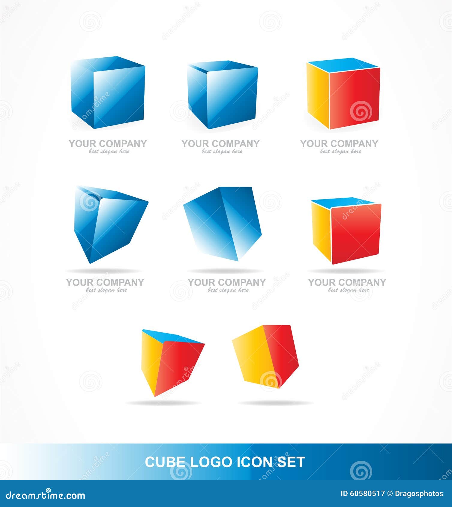 Cube Logo Icon Set Corporate Stock Vector - Illustration of sign ...