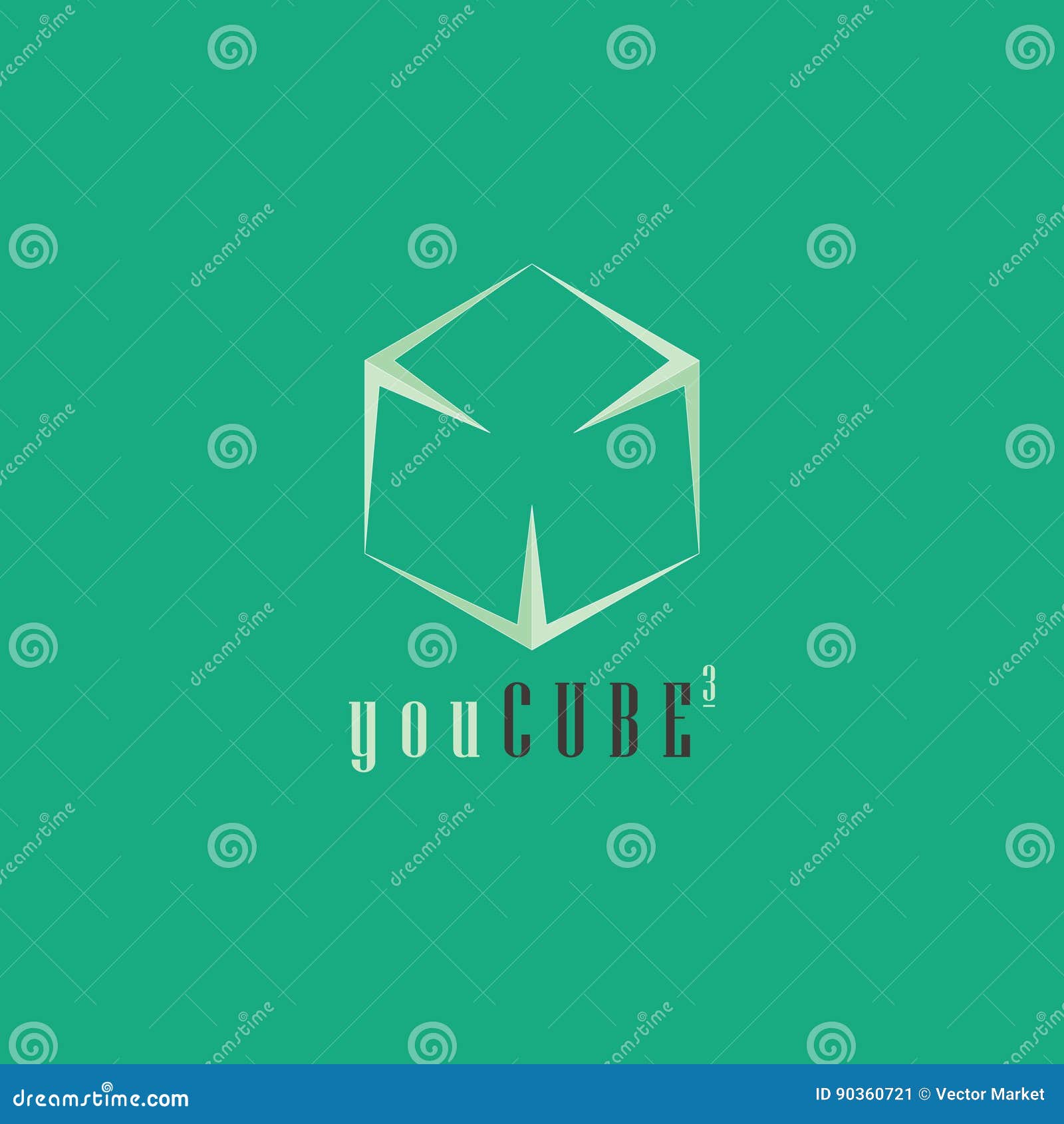 Cube Logo. Light Green Color Cube Vector Design with Green Background ...