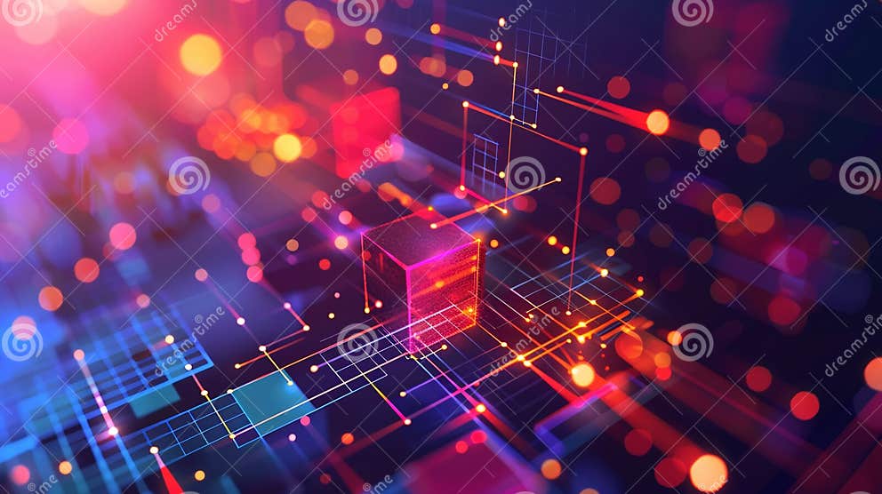 Cube Made of Blocks Stands in Center, Creating Striking Visual Contrast ...