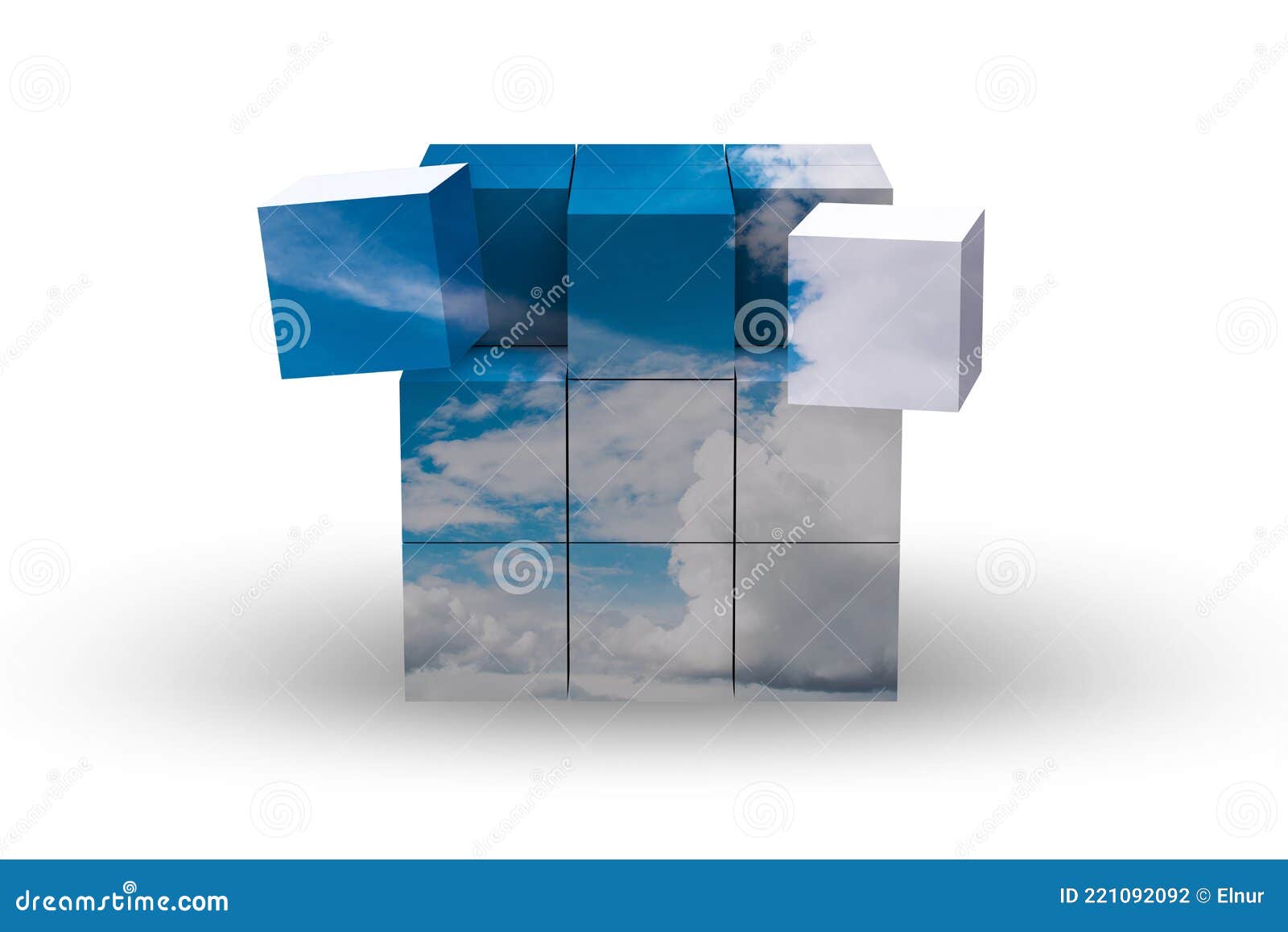 Cube Made of Cloud Shapes - 3d Rendering Stock Illustration ...