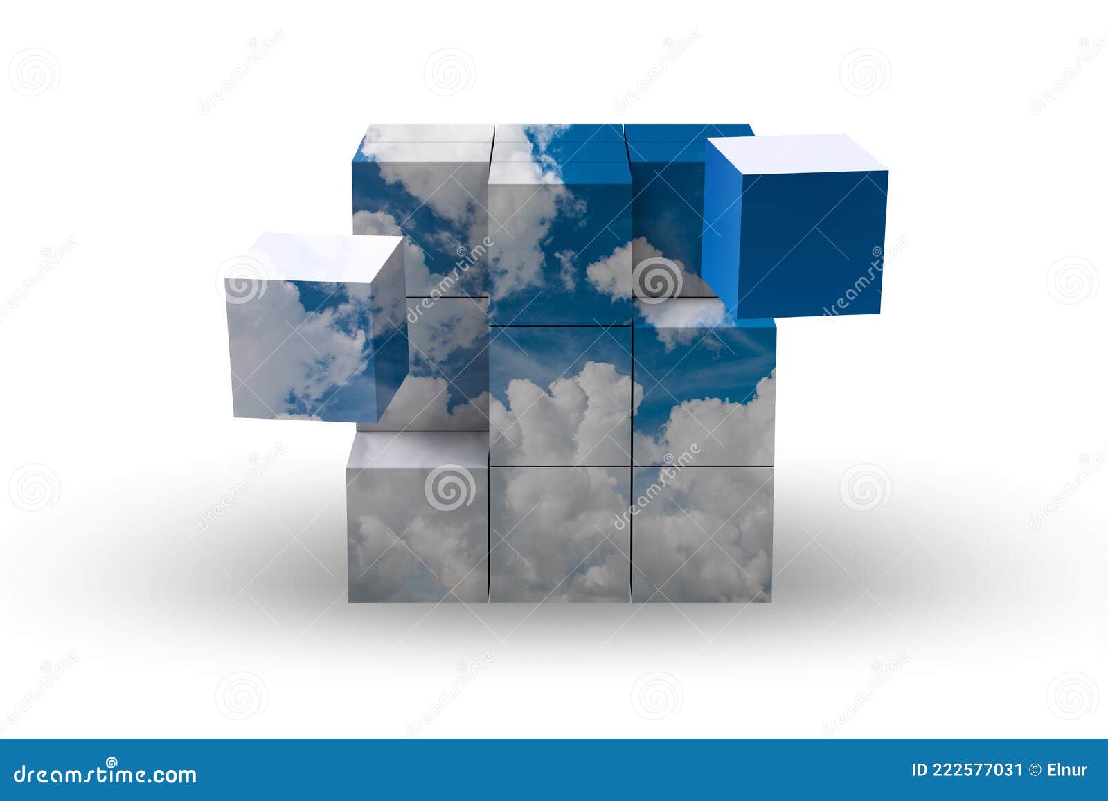 Cube Made of Cloud Shapes - 3d Rendering Stock Illustration ...