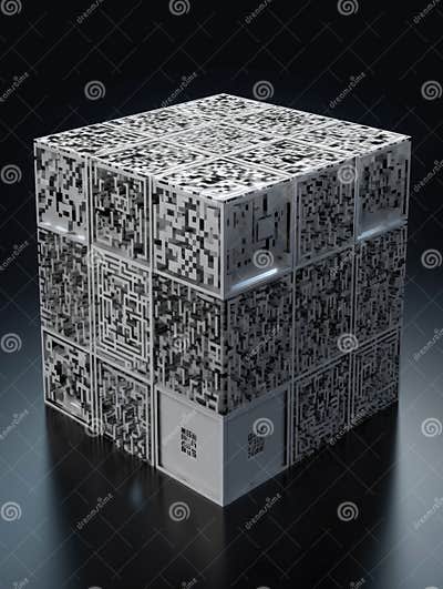 Cube made out of qr codes stock illustration. Illustration of medium ...