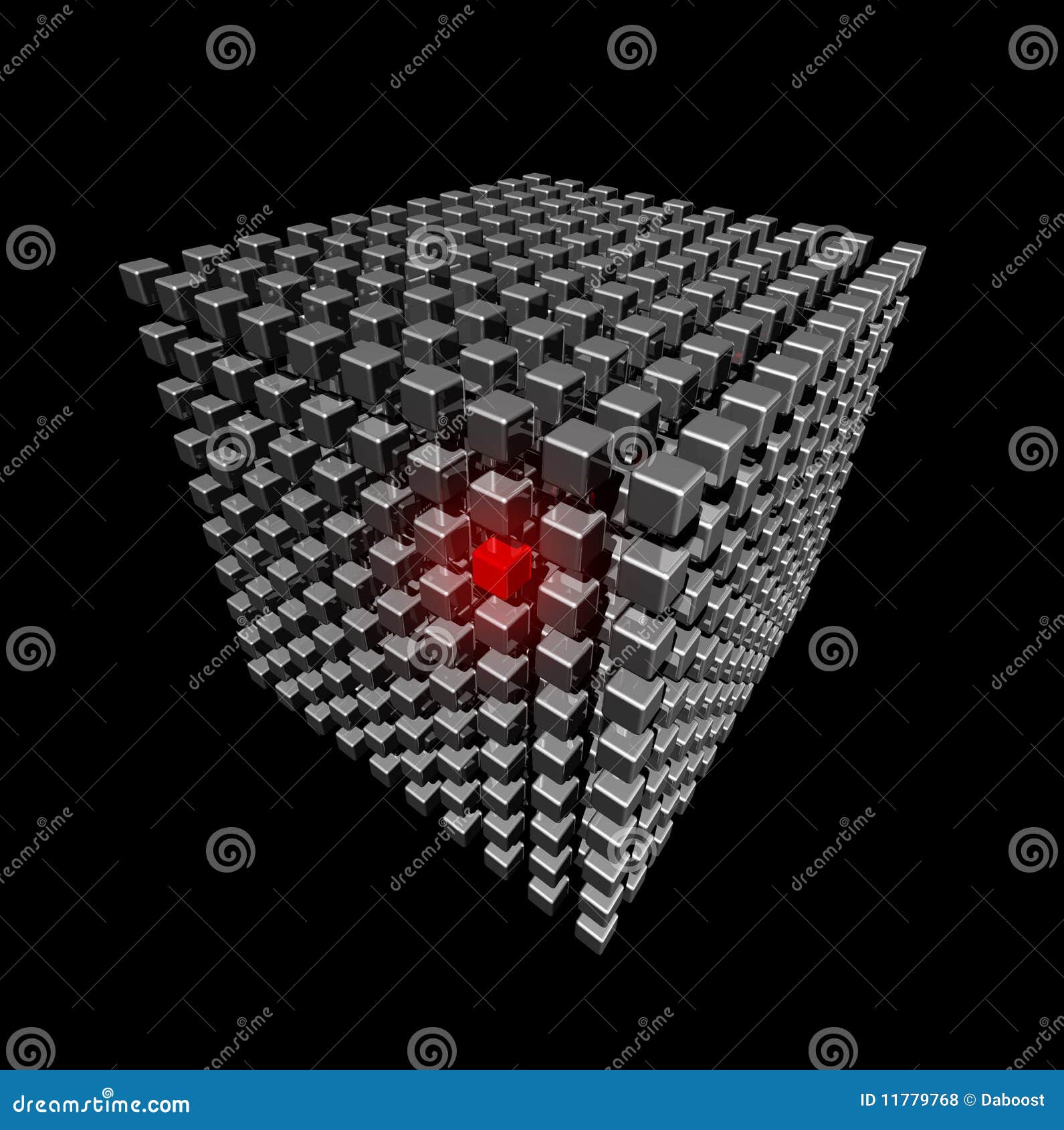 Cube made of small cubes stock illustration. Illustration of metal ...