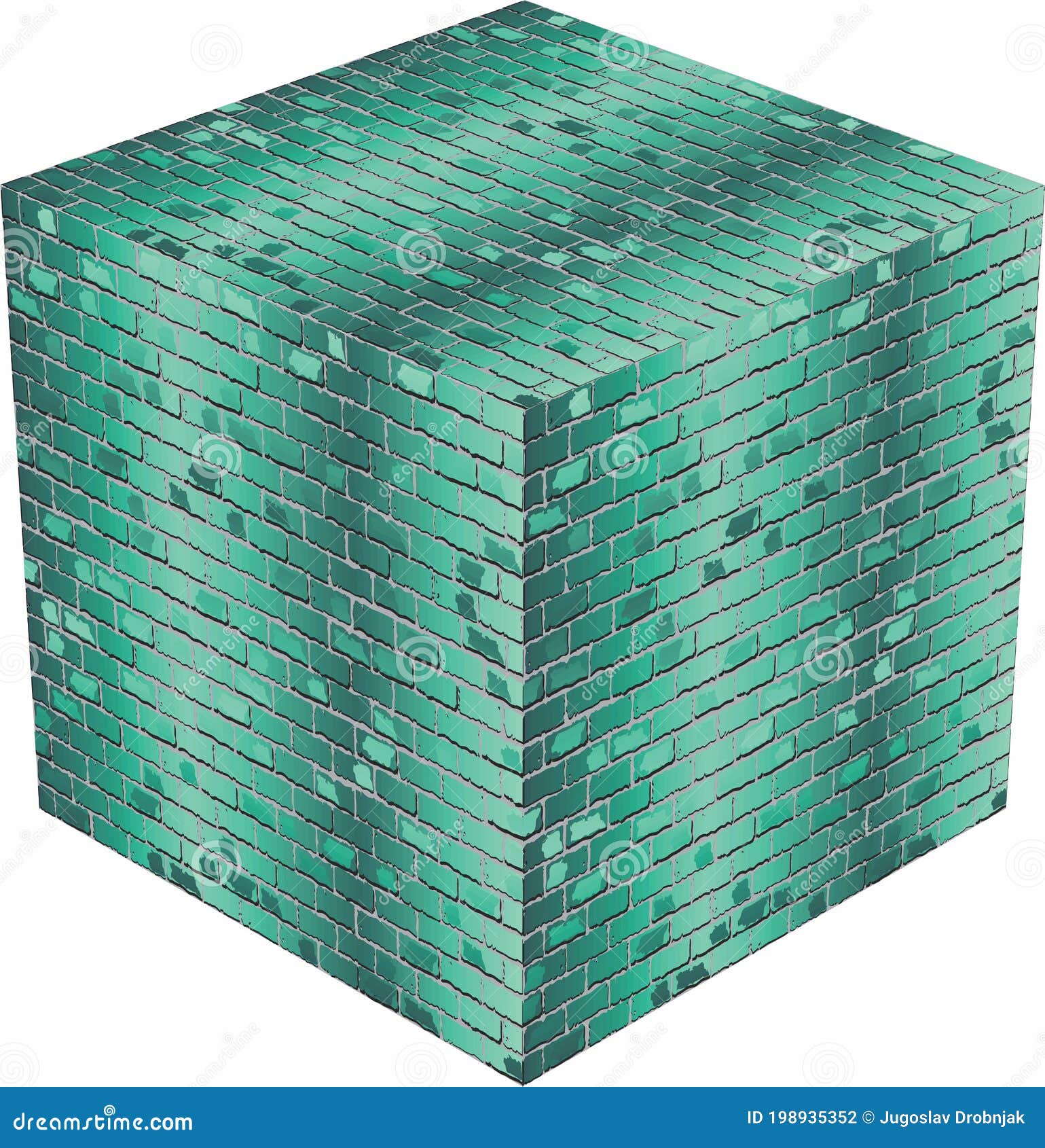 A Cube Made of Turquoise Bricks Stock Vector - Illustration of cuboid ...