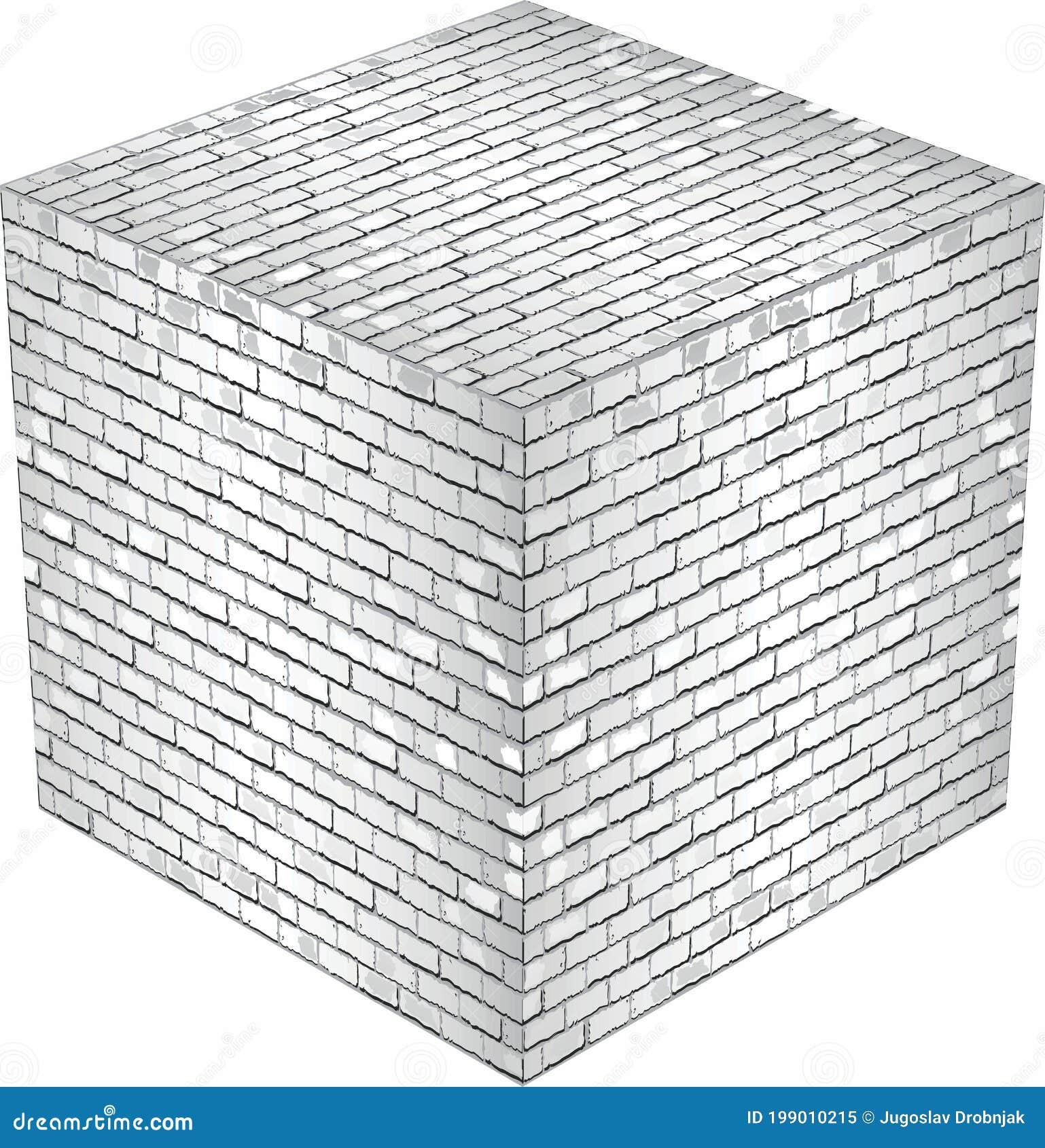 A Cube Made of White Bricks Stock Vector - Illustration of building ...