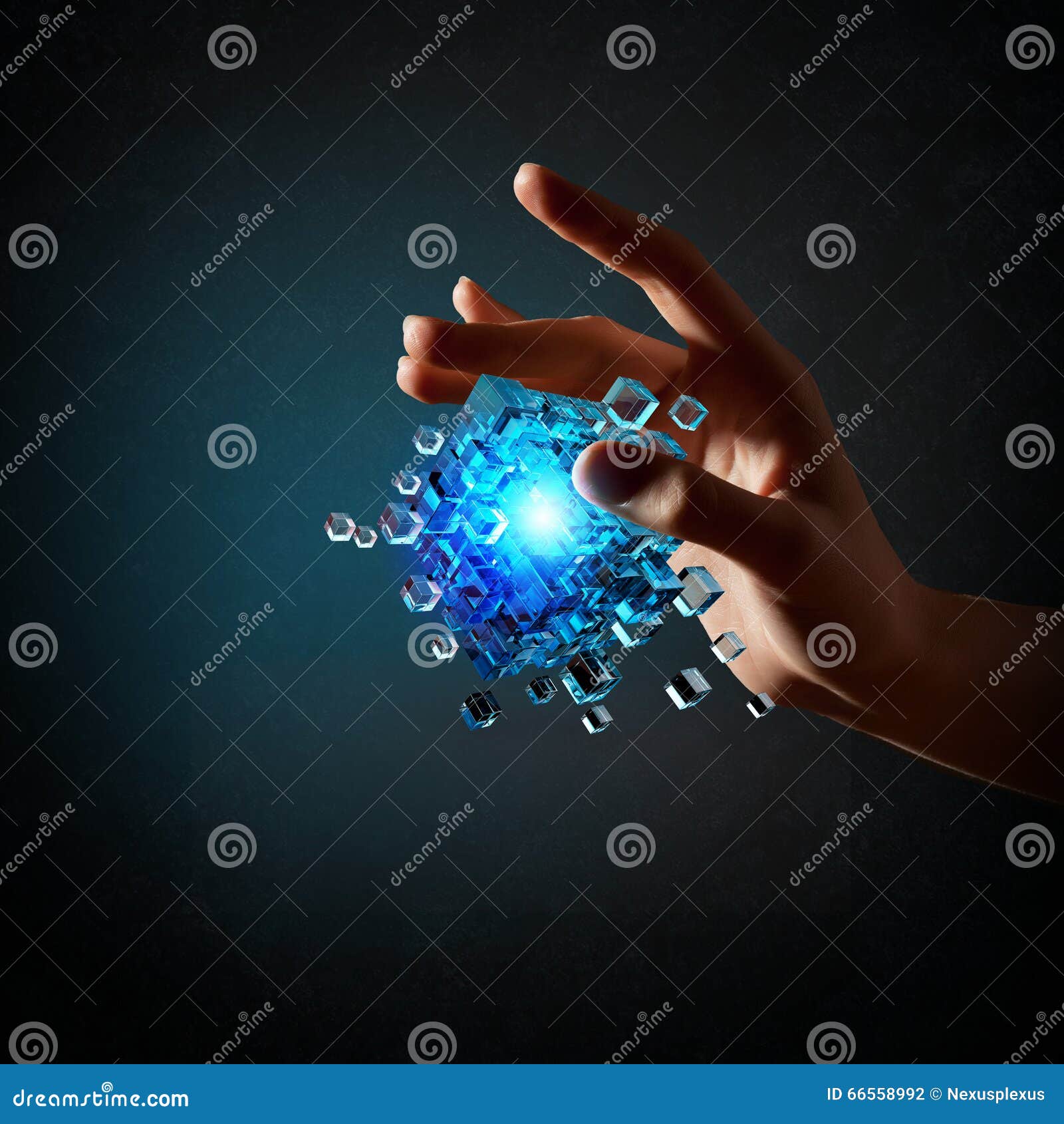 Cube in male hand stock photo. Image of create, innovative - 66558992