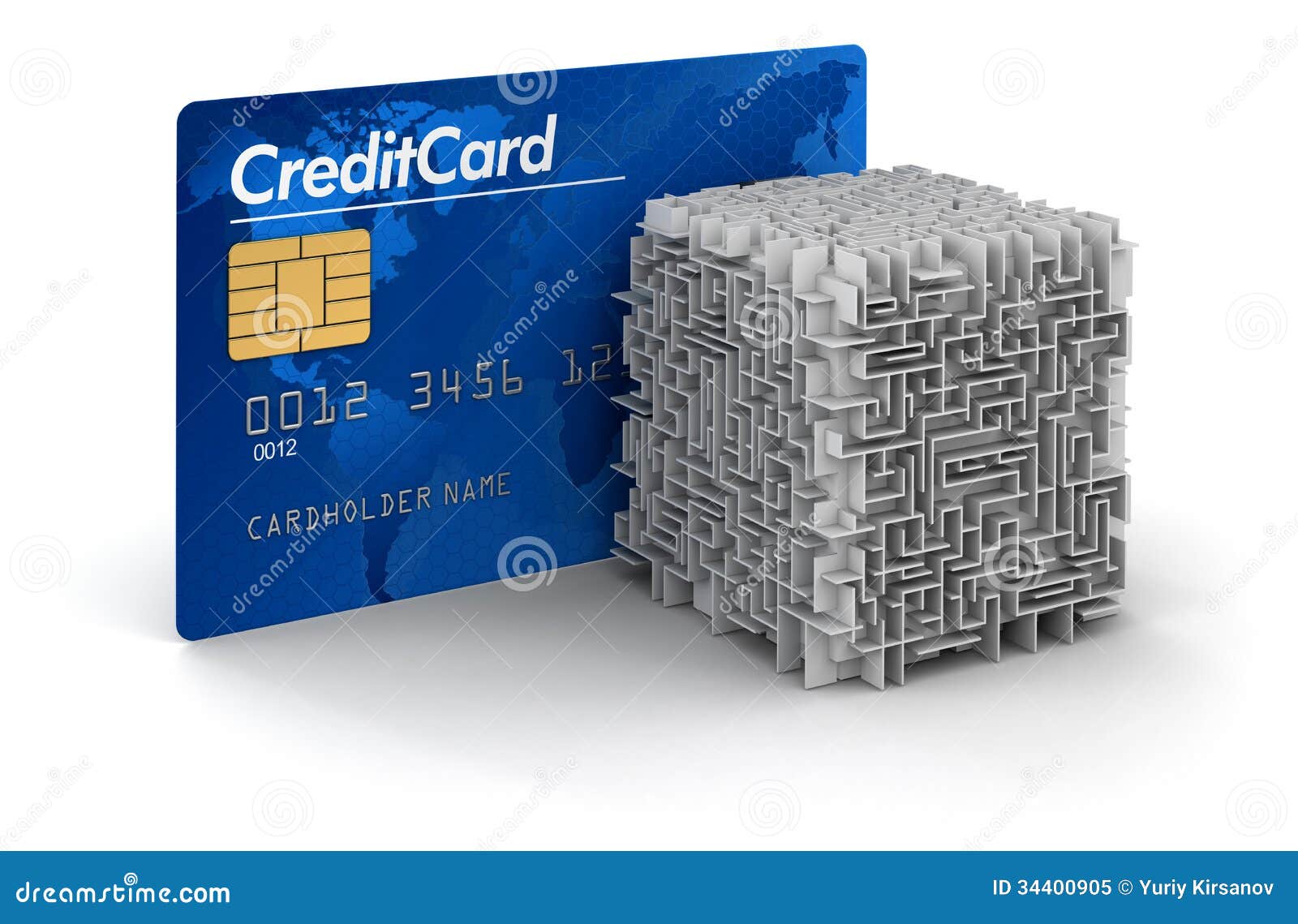 Cube Maze And Credit Card (clipping Path Included) Stock Illustration ...